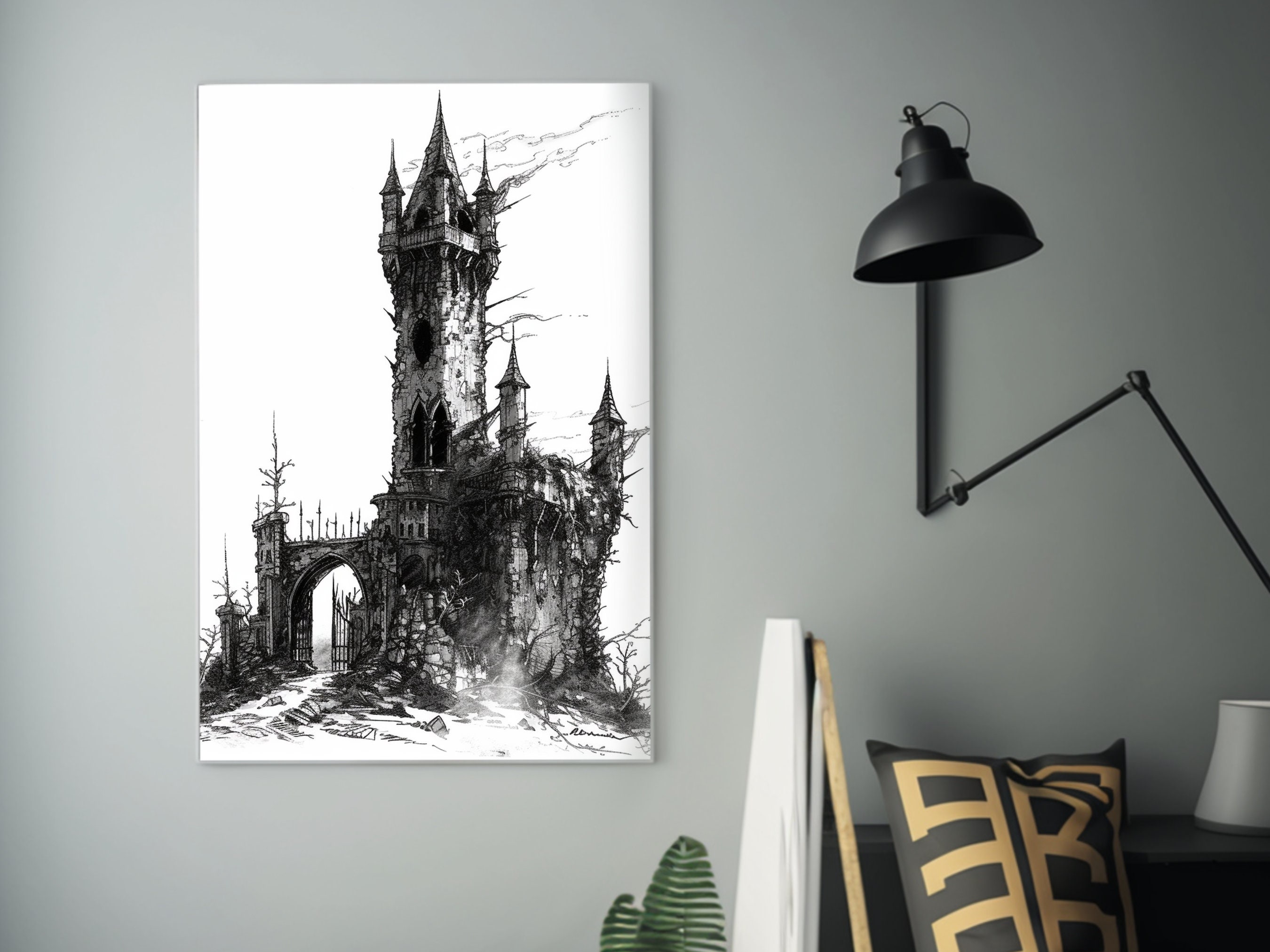 Gothic Castle Art Print Dark Fantasy Concept Art Medieval Tower ...