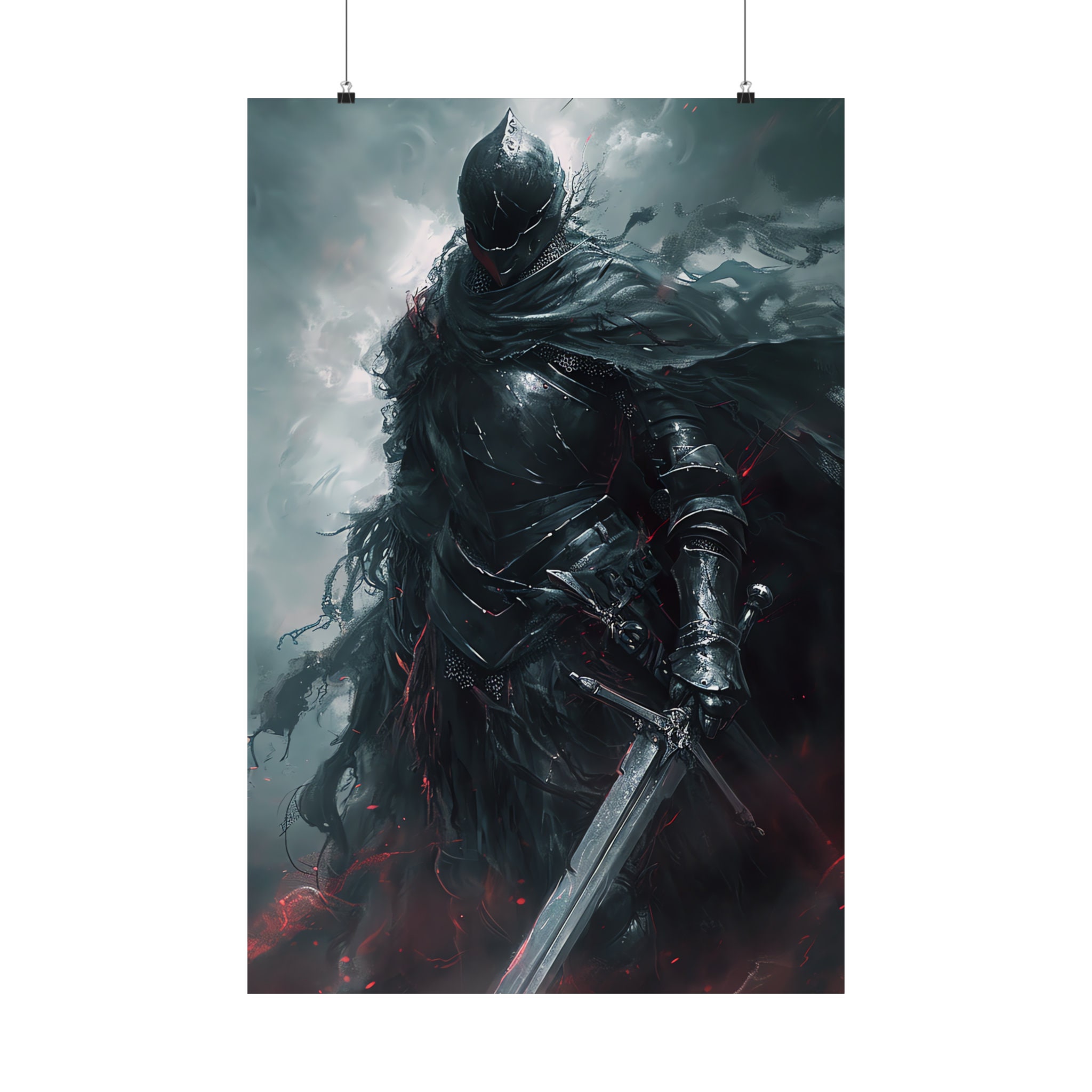 Armor-clad Warrior Fantasy Art Poster Dark Souls Knight Inspiration ...