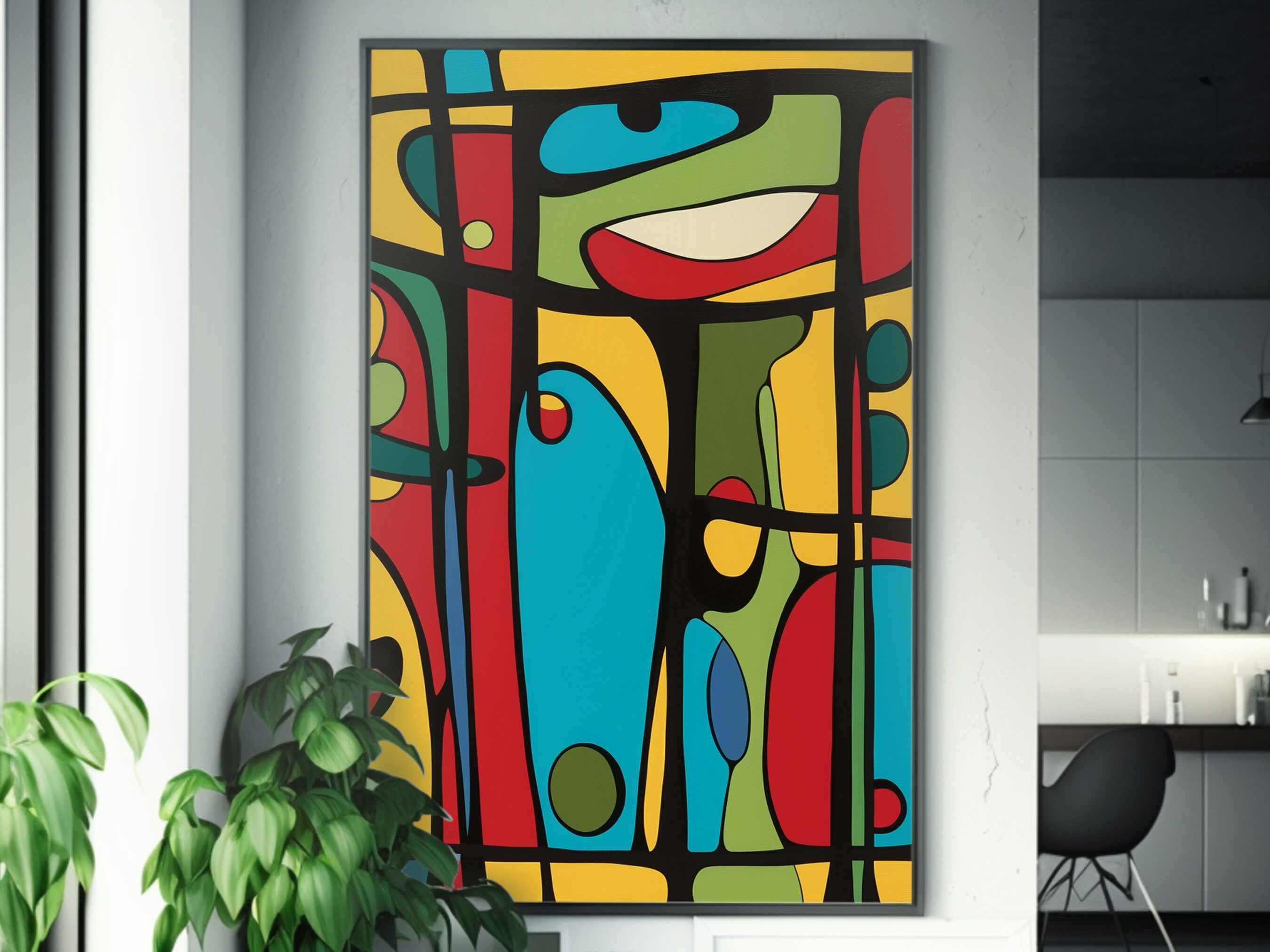 Abstract Forms Artwork Inspired by Naive Artistry Vibrant Biomorphic Op ...