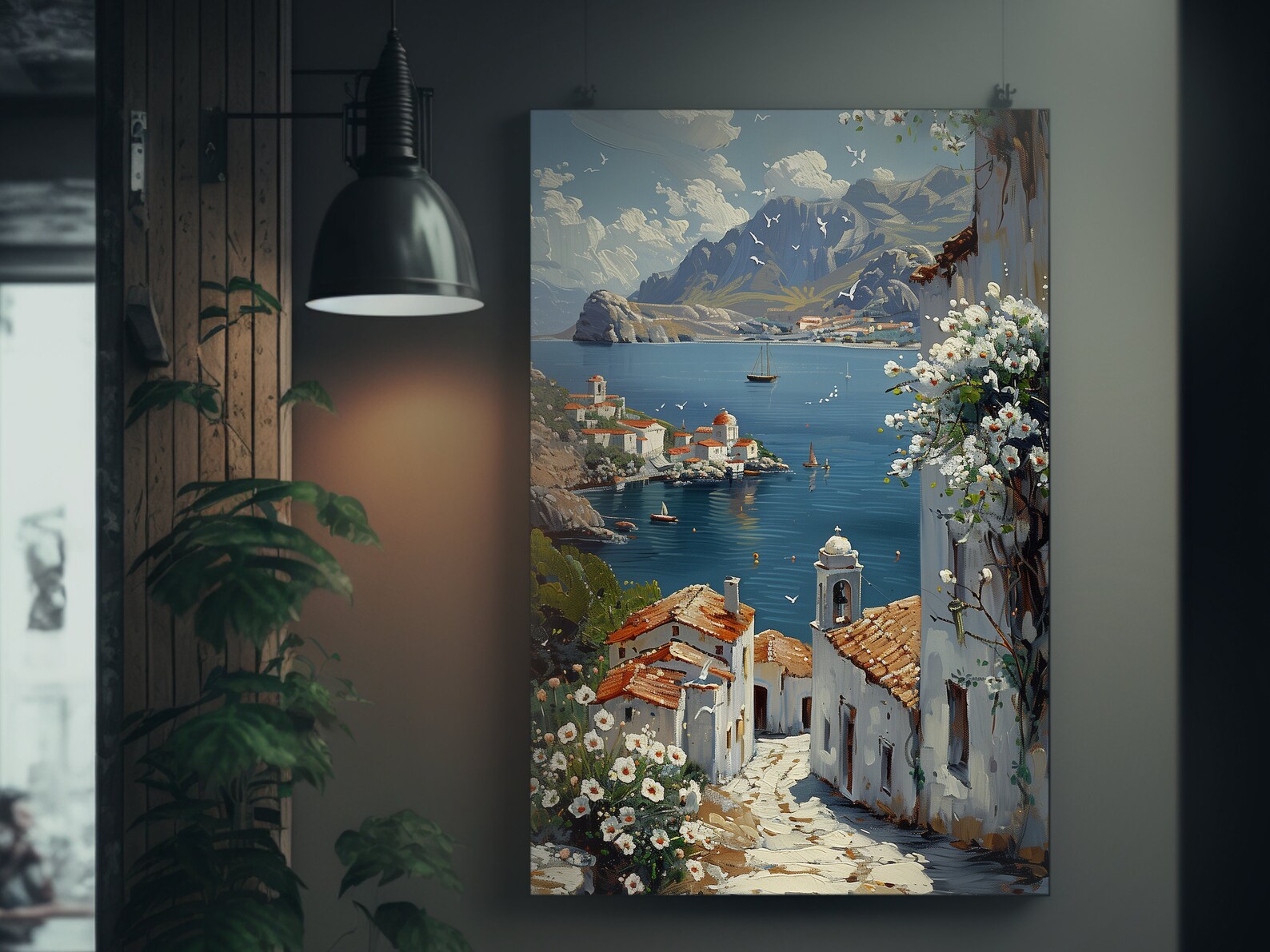 Mediterranean Plein Air Village Detailed Scenic Oil Painting Artstation Creation Idyllic ...