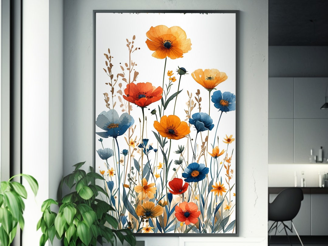 Colorful Floral Watercolor Poster Modern European Ink Art Meadow ...