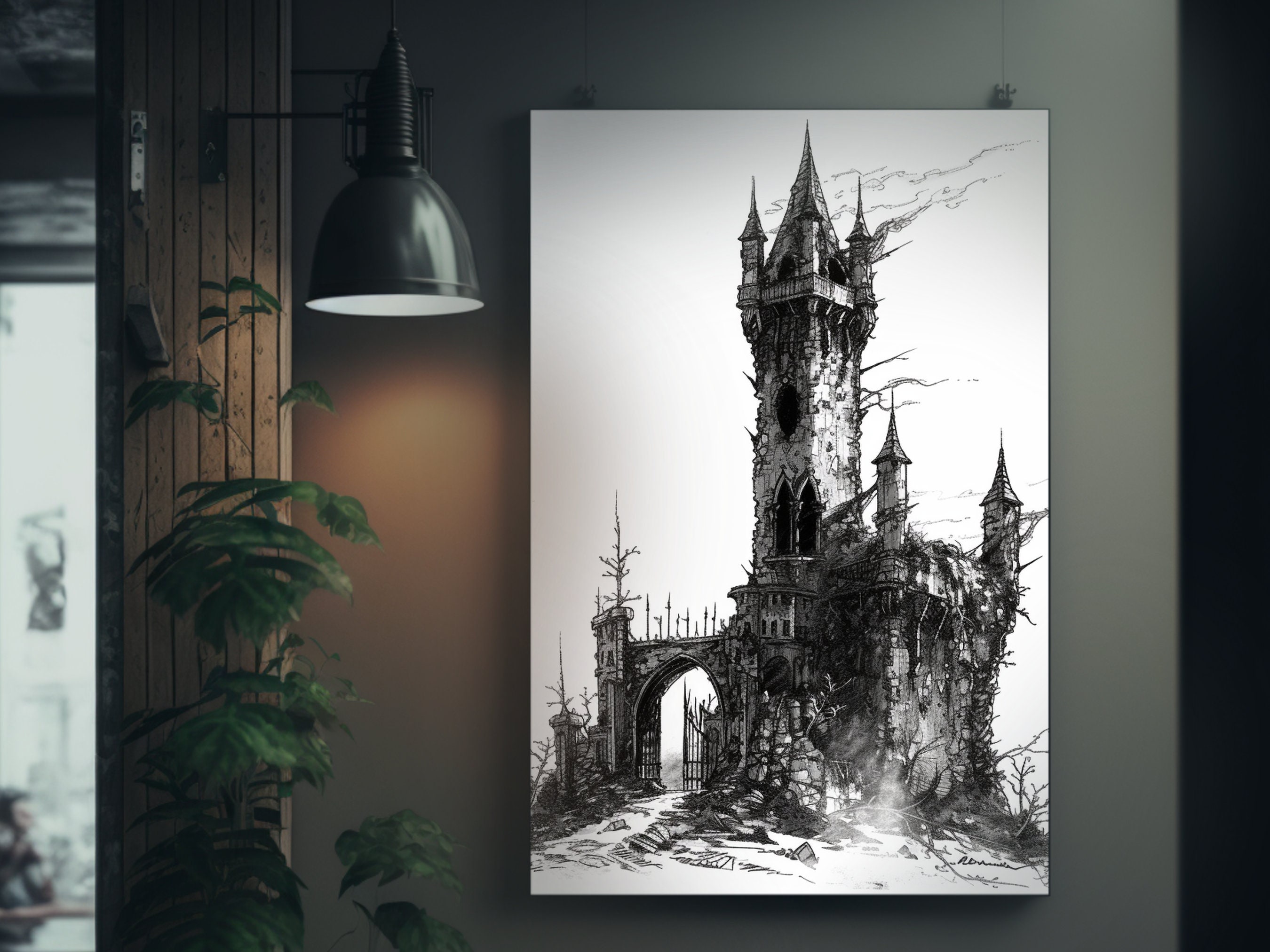 Gothic Castle Art Print Dark Fantasy Concept Art Medieval Tower ...