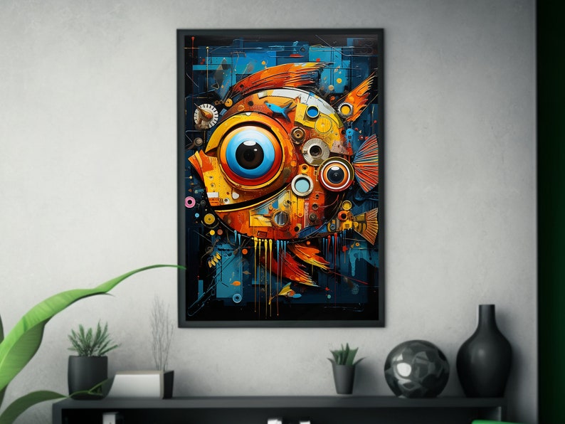 Big-eyed Fish Graffiti Art Colorful Pop Surrealism Poster Award-winning ...