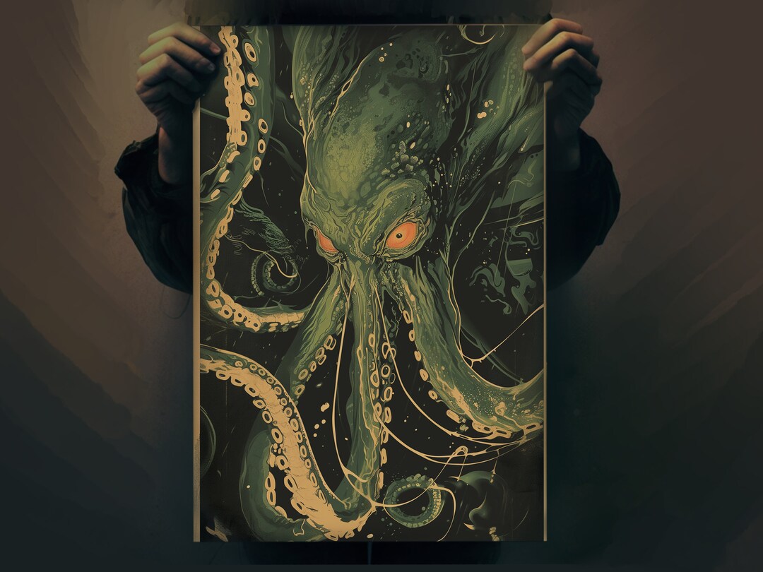 Octopus Ocean Cthulhu Portrait Pop Surrealism Poster Art Wall Decor ...