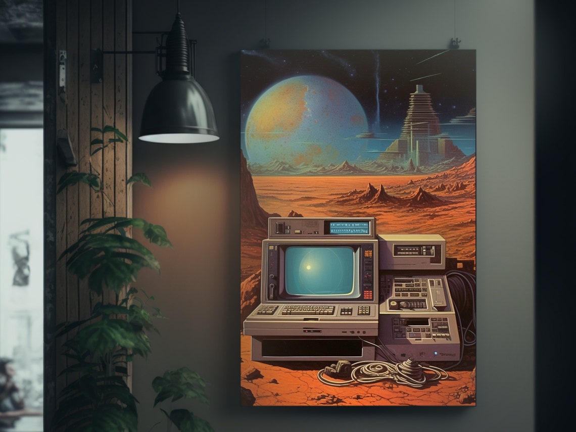 Retrofuturism Computer & Monitor in Desert 1980s Synthwave - Etsy