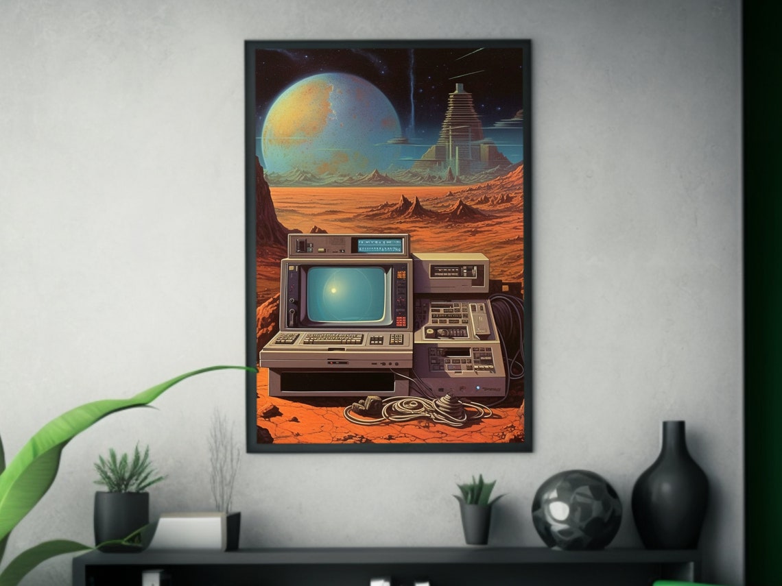 Retrofuturism Computer & Monitor in Desert 1980s Synthwave - Etsy