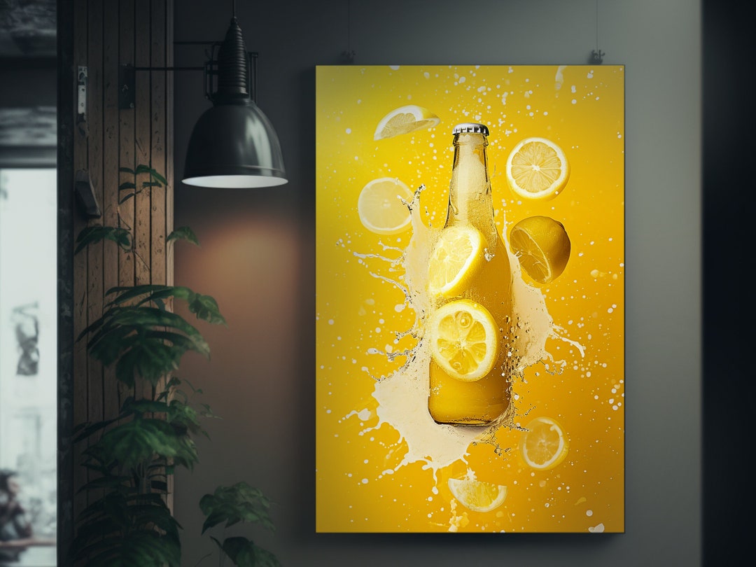 Refreshing Lemonade Art Falling Lemon Slices Print Rayonism Kitchen ...