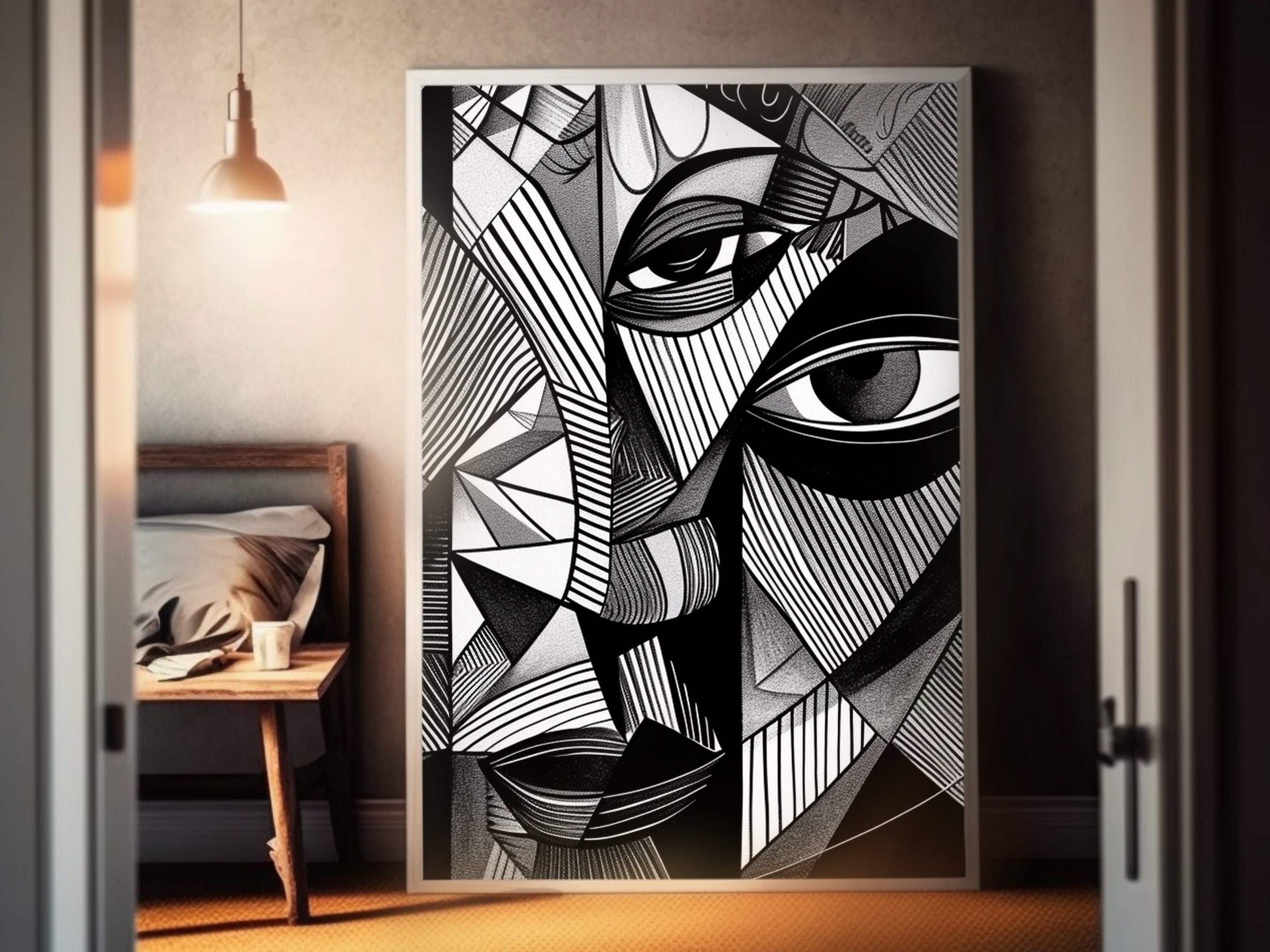 Abstract Cubist Woman's Face Poster Illusionism Art Influenced by ...