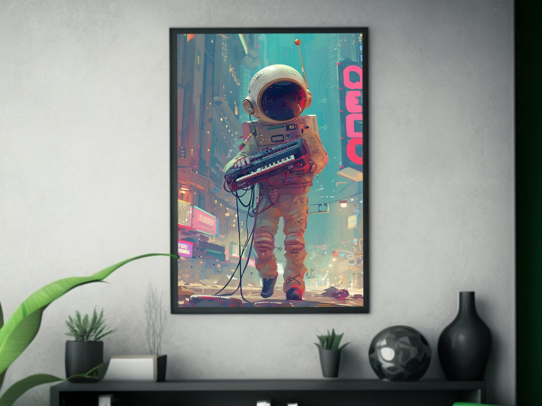 Art spatial cyberpunk poster futuriste d'astronaute Combinaison ...