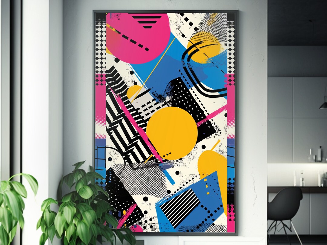Vibrant Geometric Abstract Screenprint Pop Art Poster Halftone Patterns ...