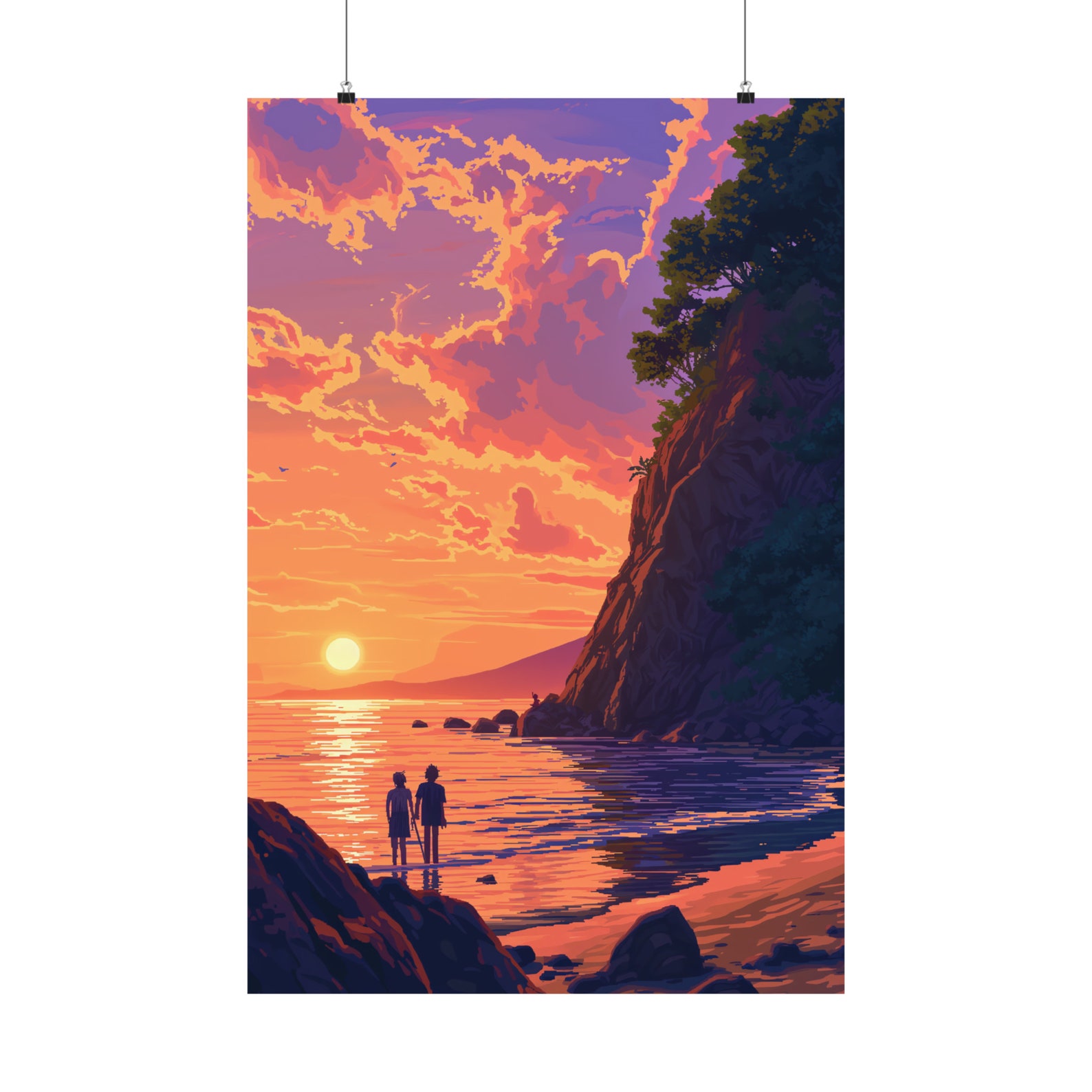 Sunset Beach Poster Digital Art Piece Award-winning Design Inspired ...