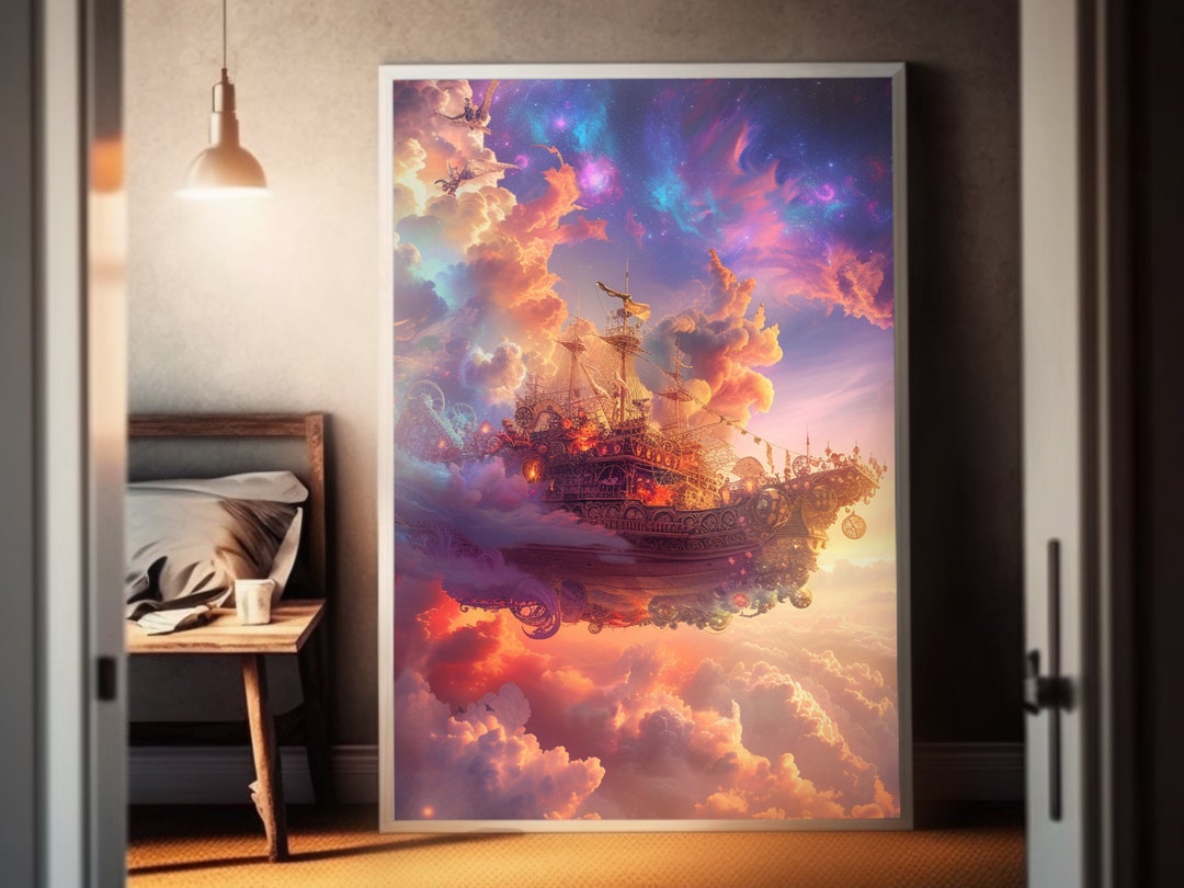 Navire céleste fantastique Art poster mat Images de gondole Art ...