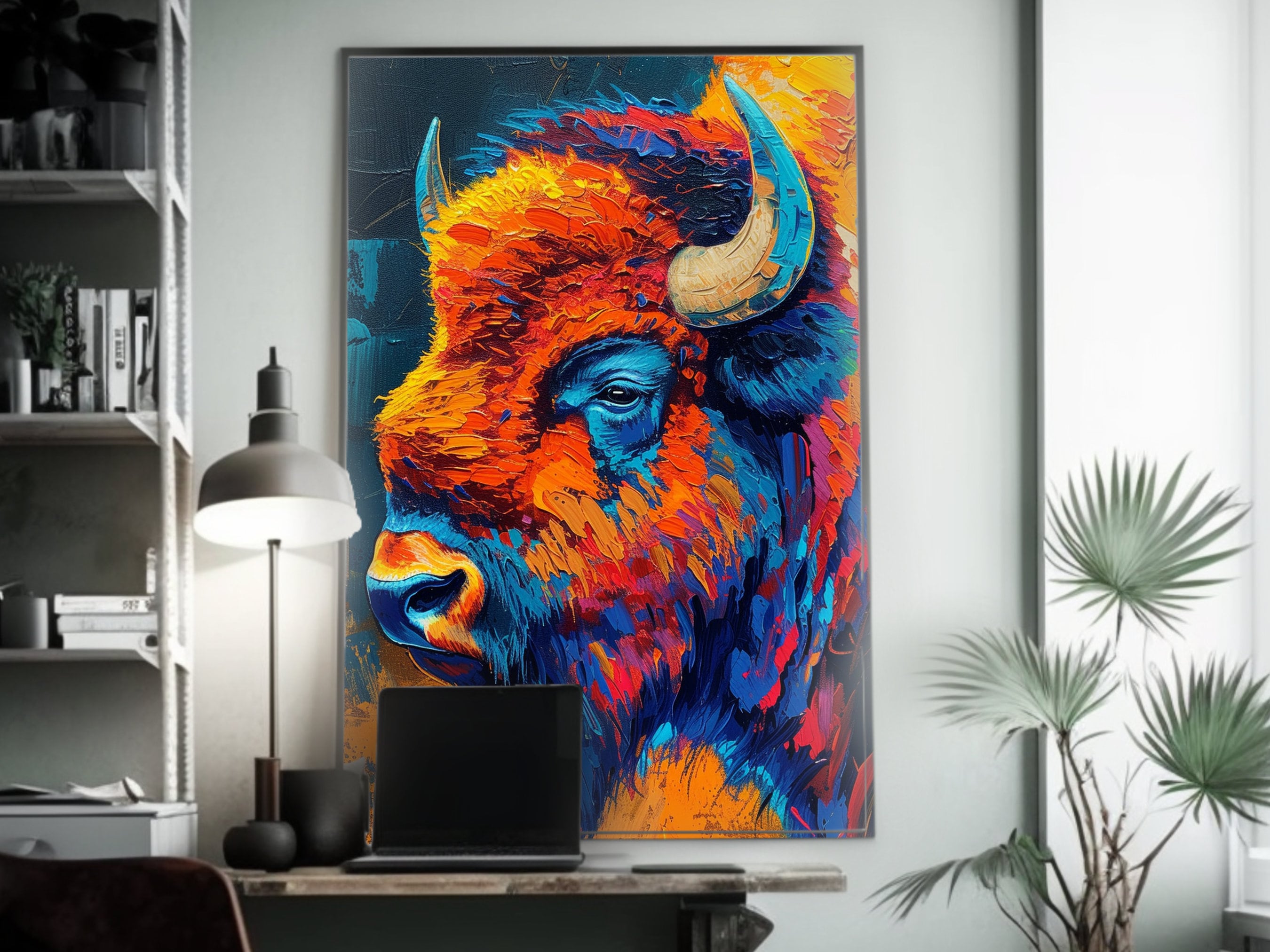 Buffalo Bison Deity Neo-fauvism Art Print Detailed Indigenous Animal ...