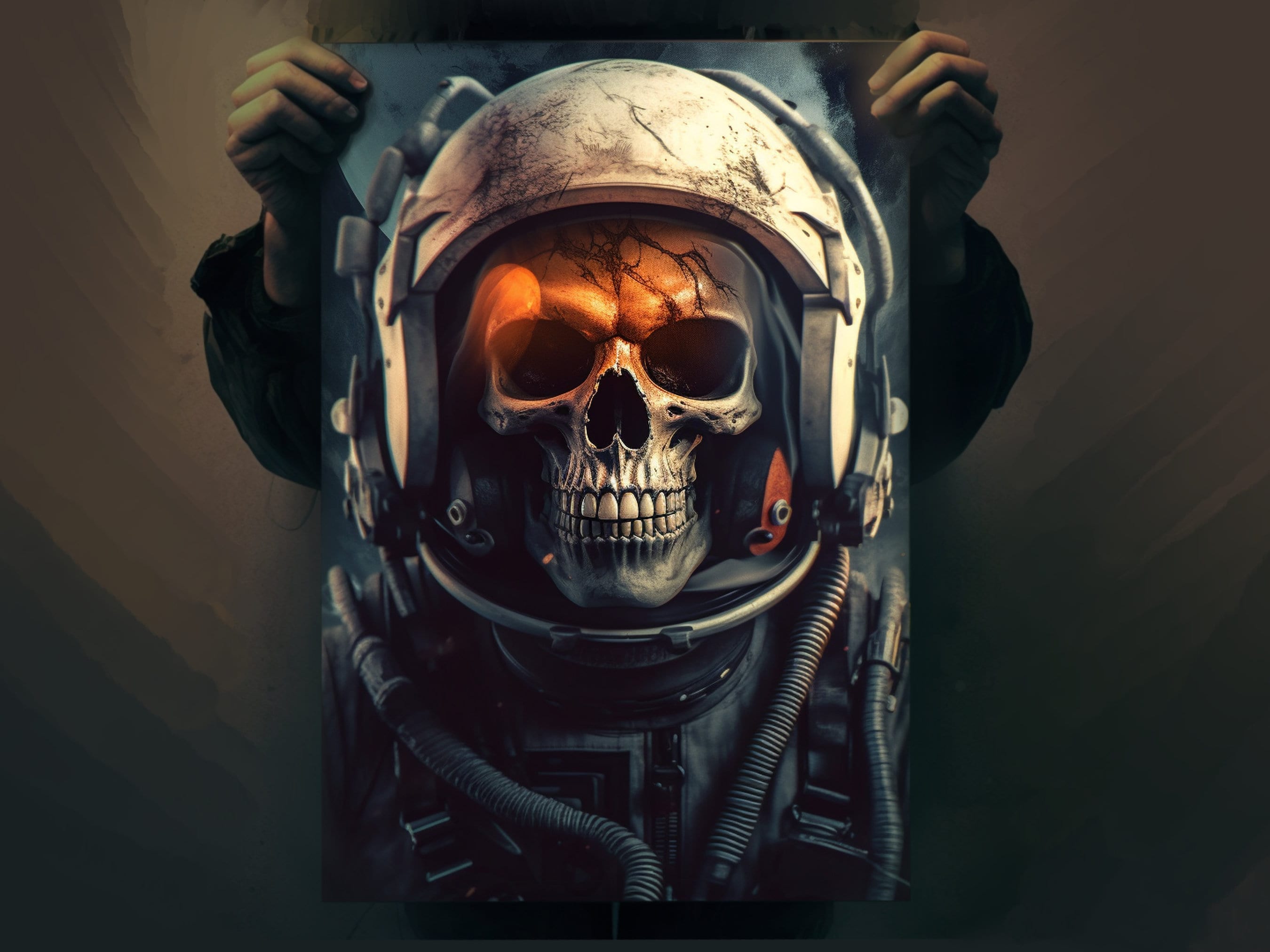 Space Skull in Suit With Goggles Astronaut Skeleton Art Poster Winner ...