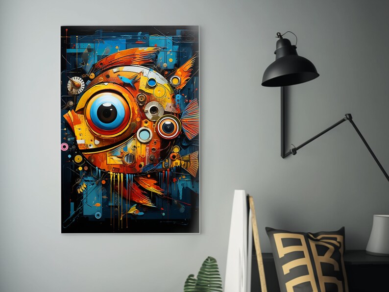Big-eyed Fish Graffiti Art Colorful Pop Surrealism Poster Award-winning ...