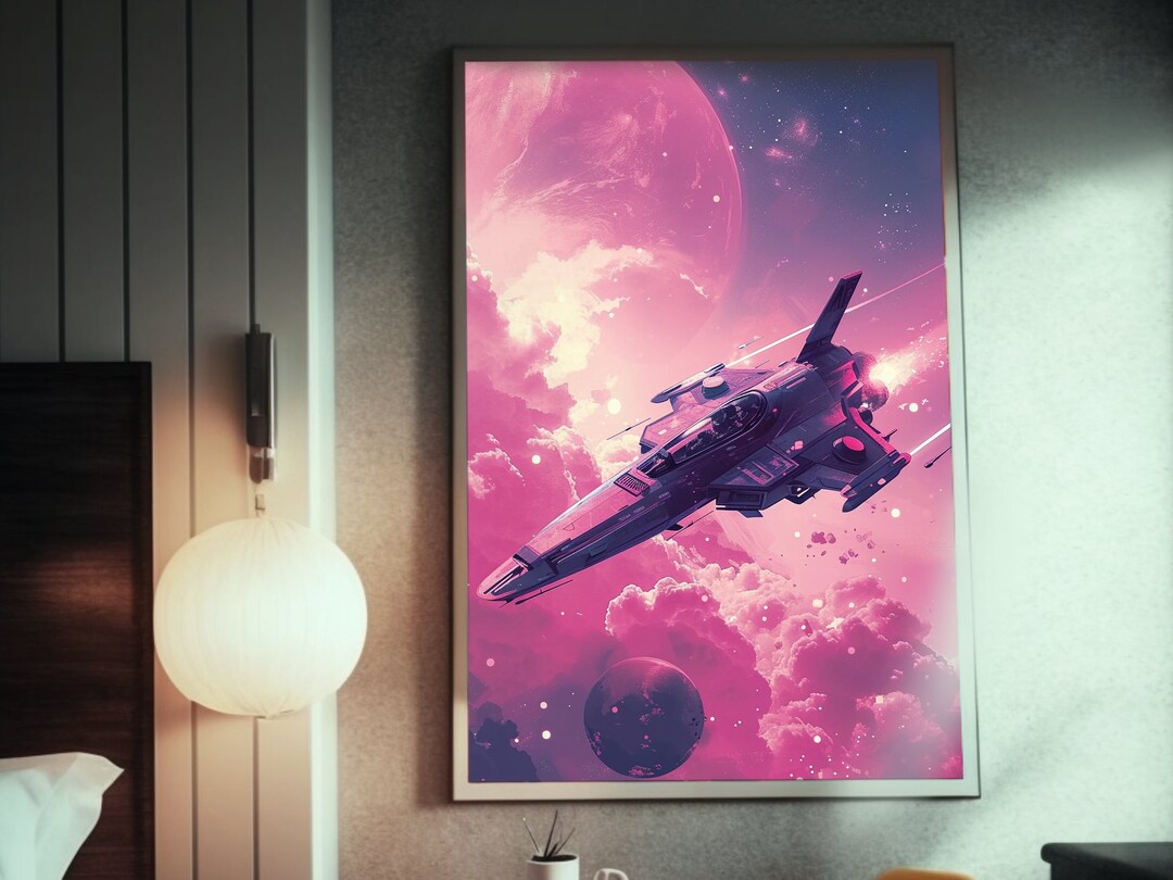 Neon Space Pirate Ship Poster Synthwave Art Style Cgsociety Concept ...