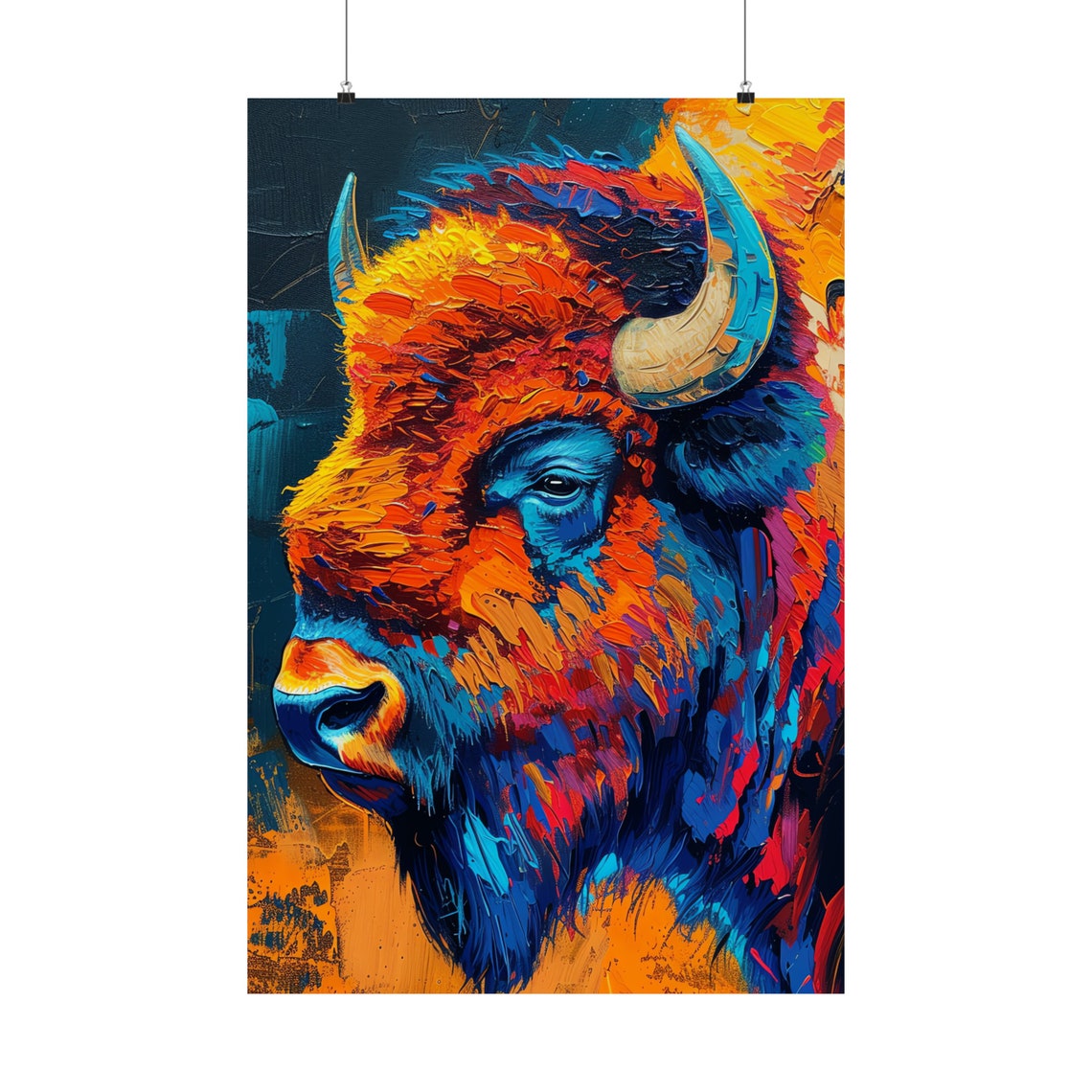 Buffalo Bison Deity Neo-fauvism Art Print Detailed Indigenous Animal ...