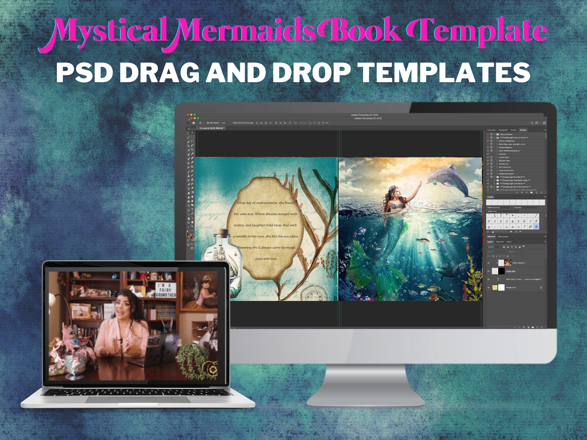 Premium Mermaid Storybook Album PSD Template, Square Picture 1:1 RATIO ...