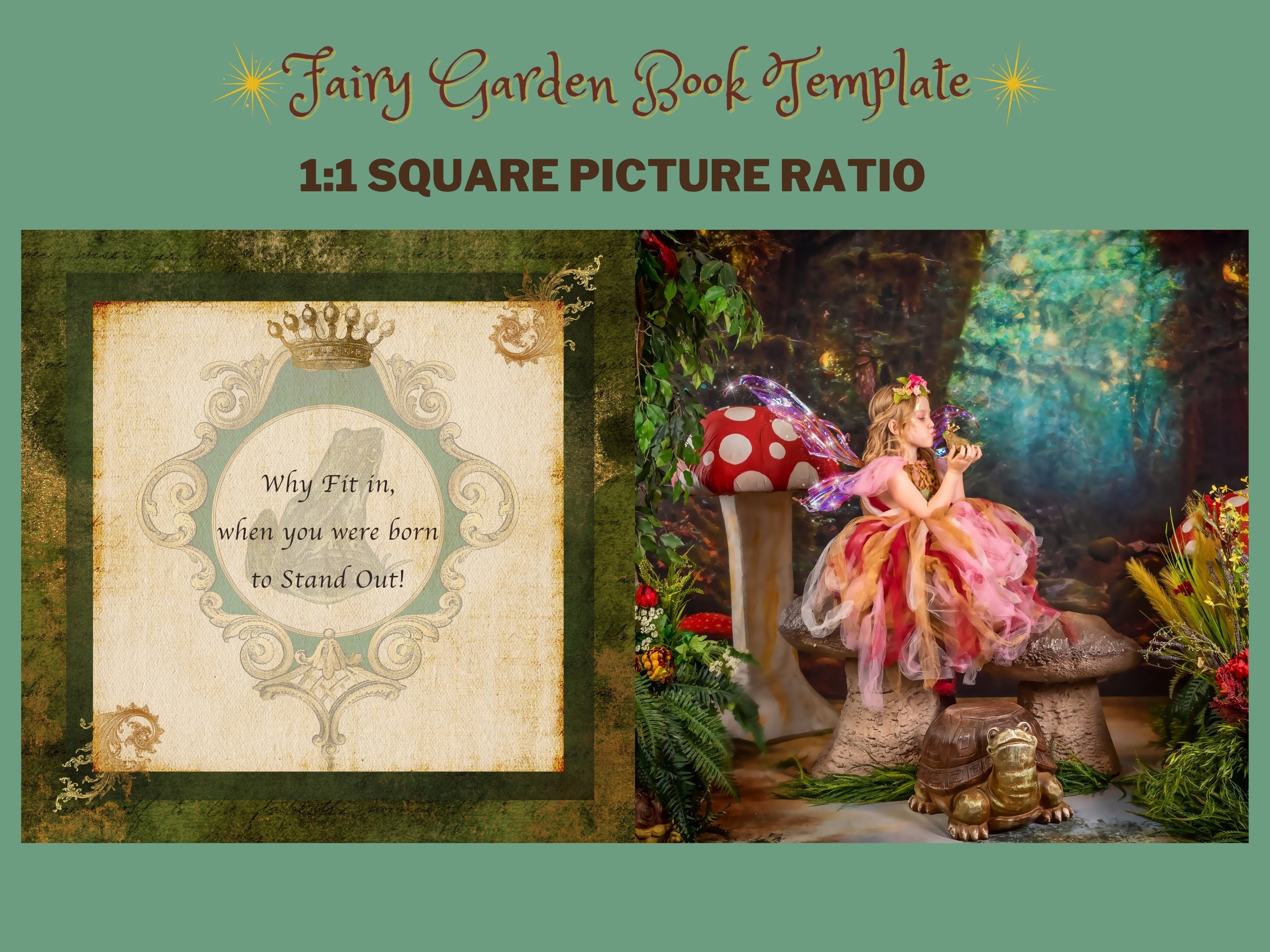 Premium Fairy Garden Storybook Album PSD Template, Square Picture 1:1 ...