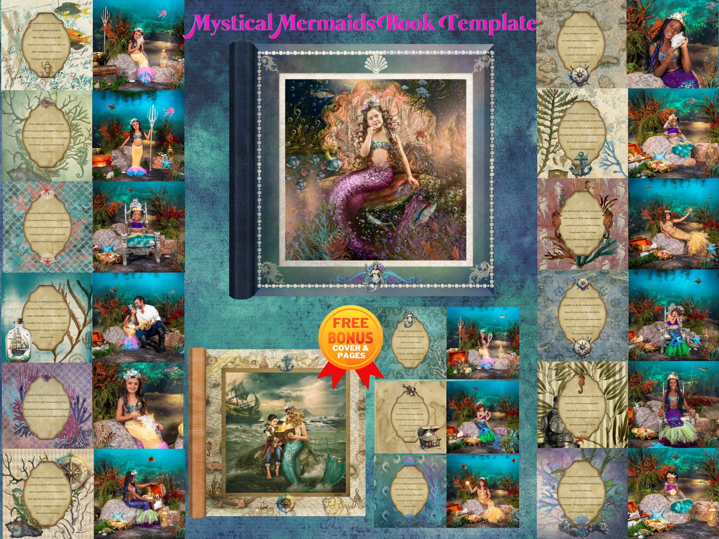 Premium Mermaid Storybook Album PSD Template, Square Picture 1:1 RATIO ...