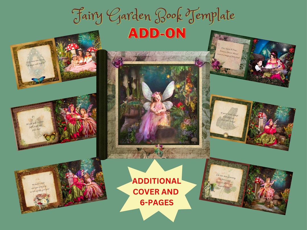 Add-on for Premium Fairy Garden Storybook Album PSD Template, Square ...