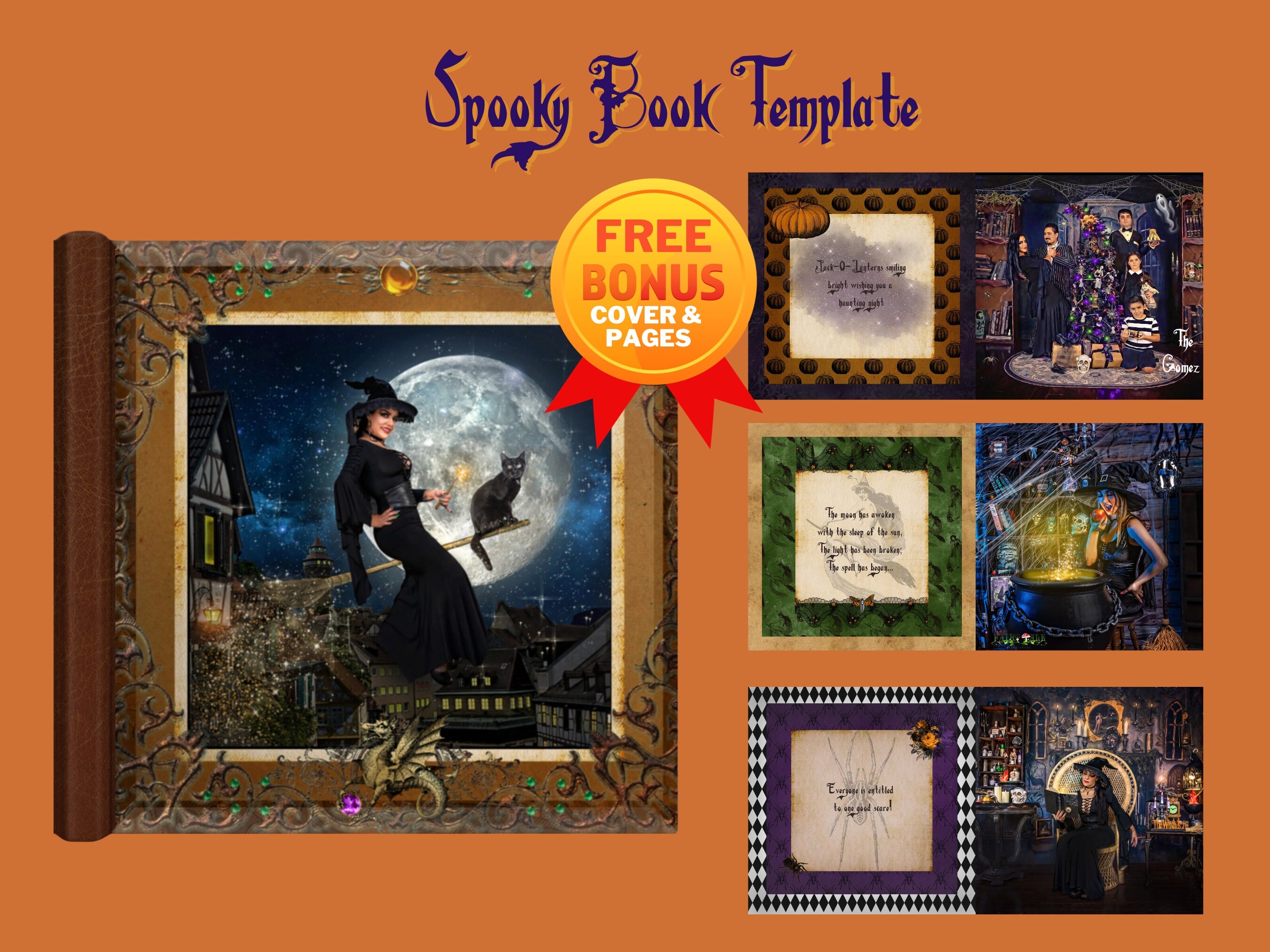 Premium Halloween Storybook Album PSD Template, Square Picture 1:1 ...