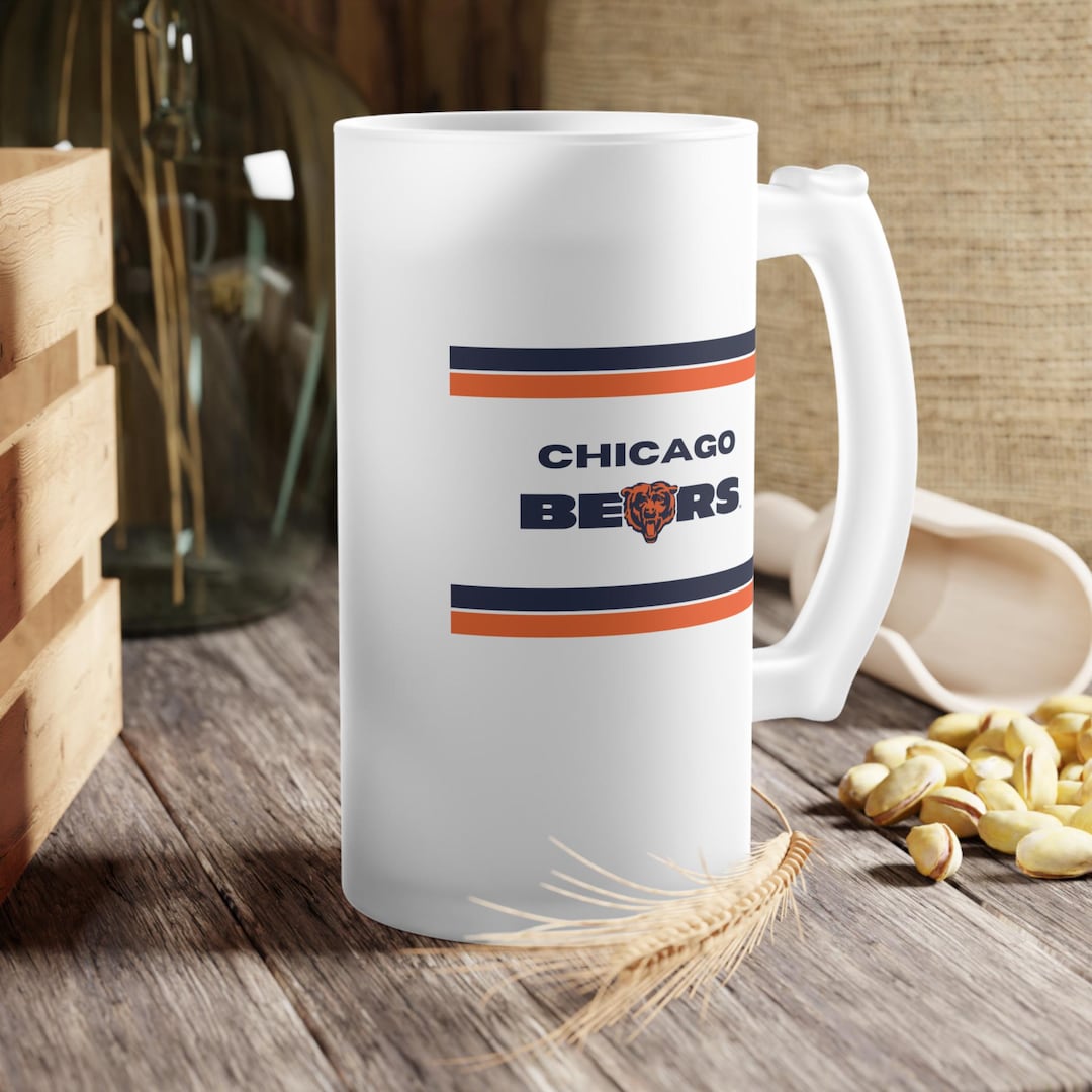 Chicago Bears Beer Mug for Football Fans, NFL Frosted Glass Beer Stein ...