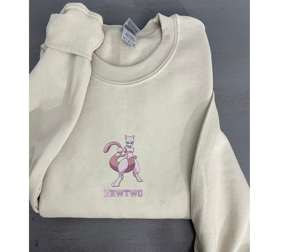 Mewtwo Embroidered Sweatshirt Mewtwo Embroidered T-shirt - Etsy
