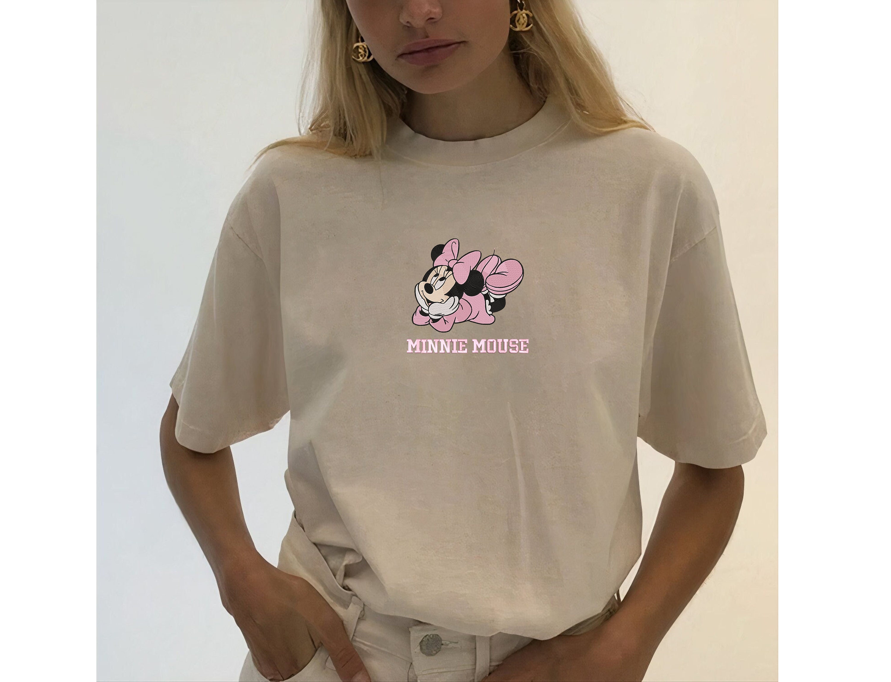 Minnie Mouse Embroidered Shirt, Minnie Mouse Embroidered T-shirt ...