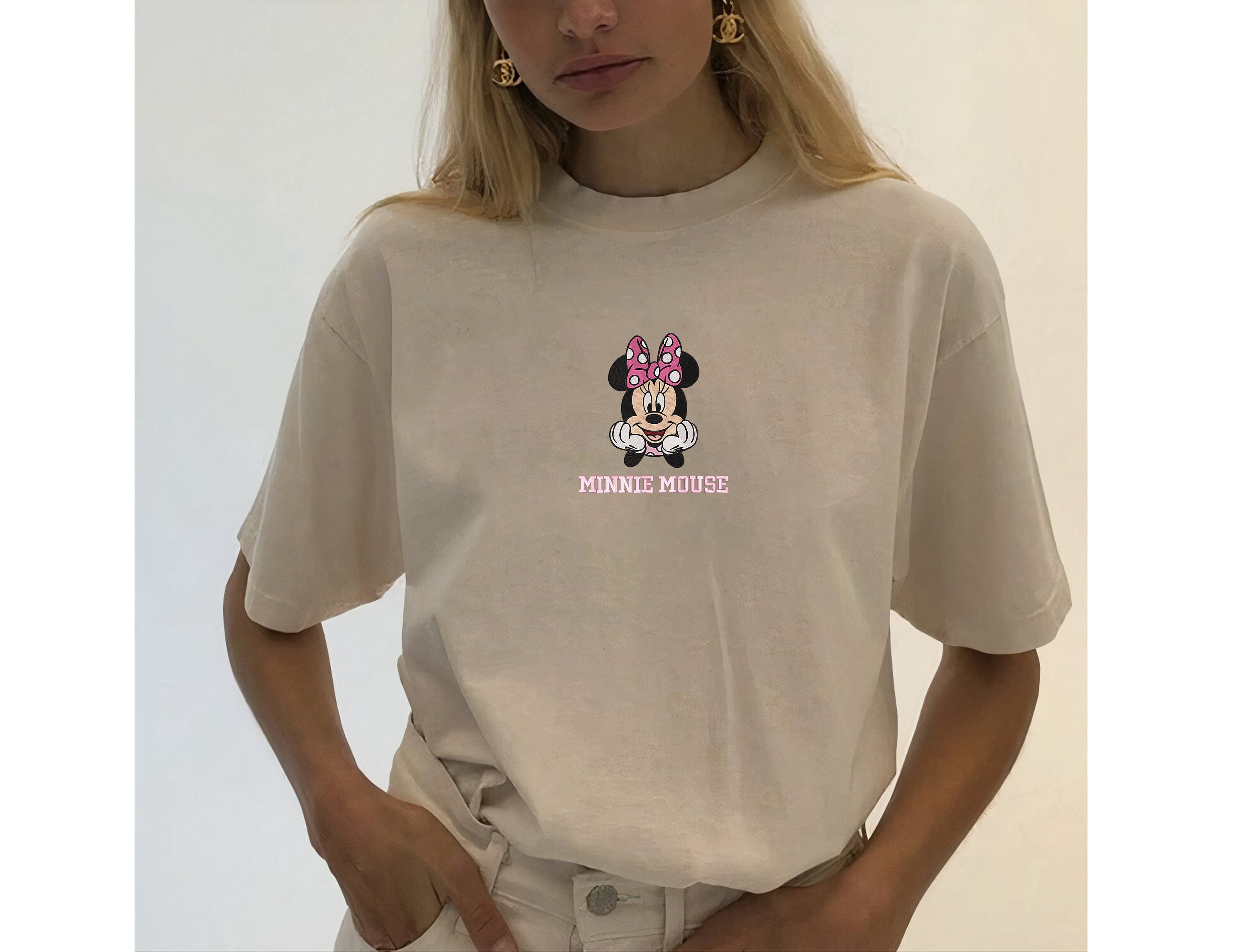 Minnie Mouse Embroidered T-shirt, Minnie Mouse Embroidered Tees, Disney ...
