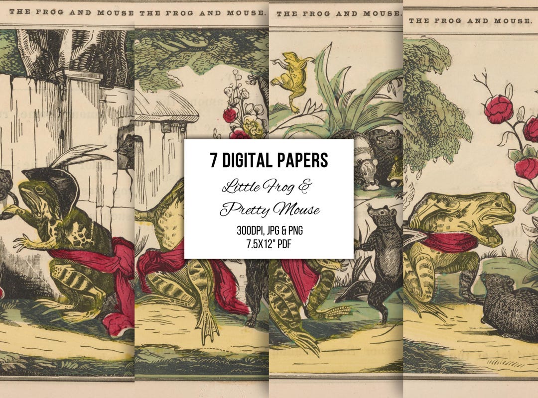 Frog and Mouse Victorian Illustration Art: Printable Ephemera (digital ...