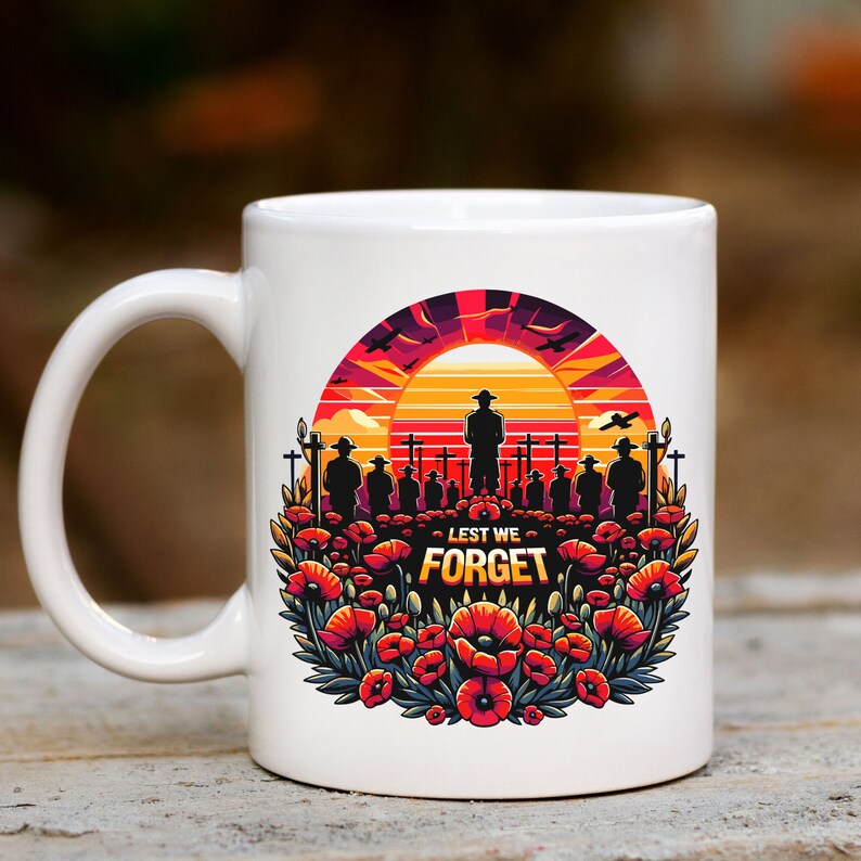ANZAC Day Mug, Lest We Forget, Remembrance Day Mug, Gift for Veteran ...