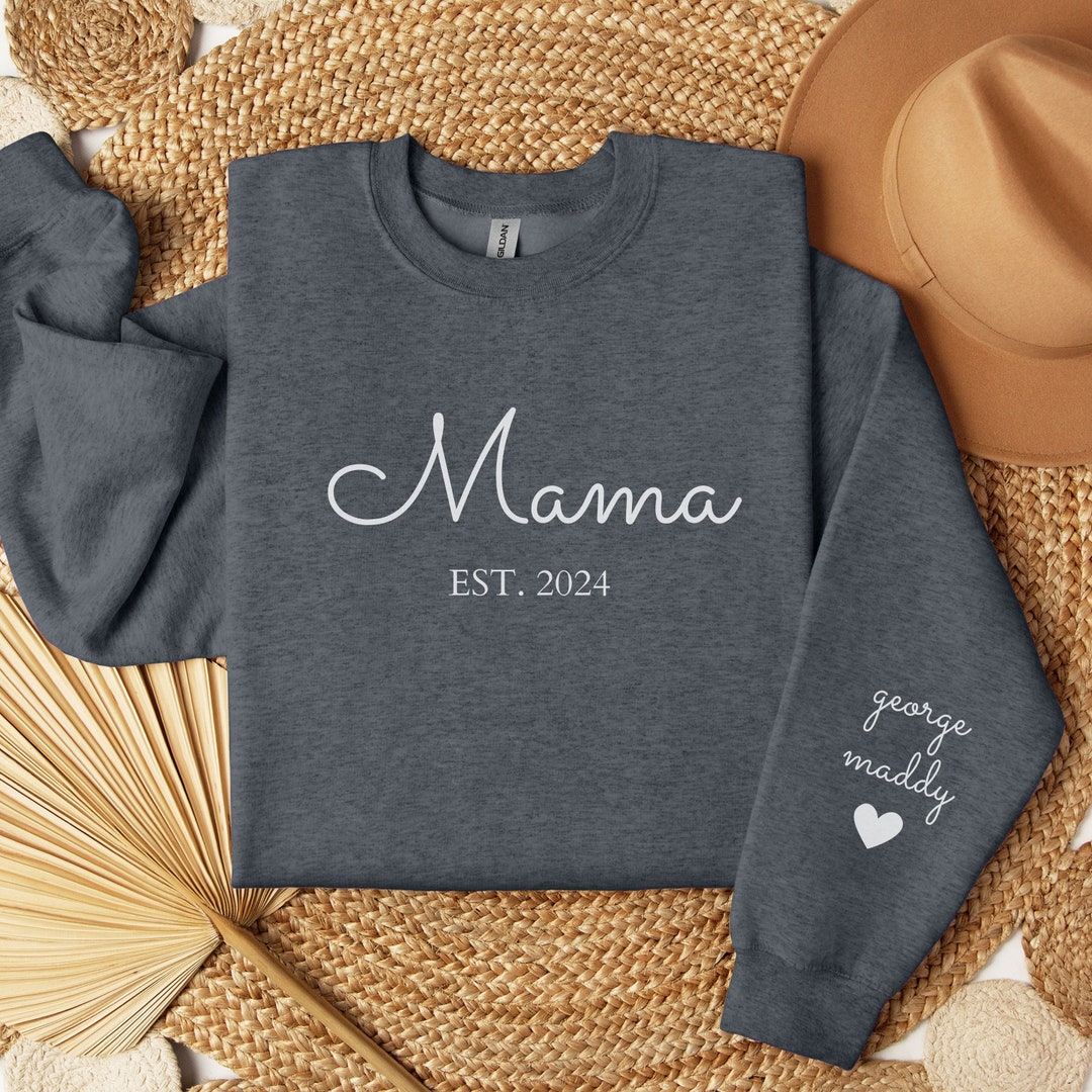 Custom Mama With Kids Names on Sleeve, Personalized Mom Jumper, Gift ...