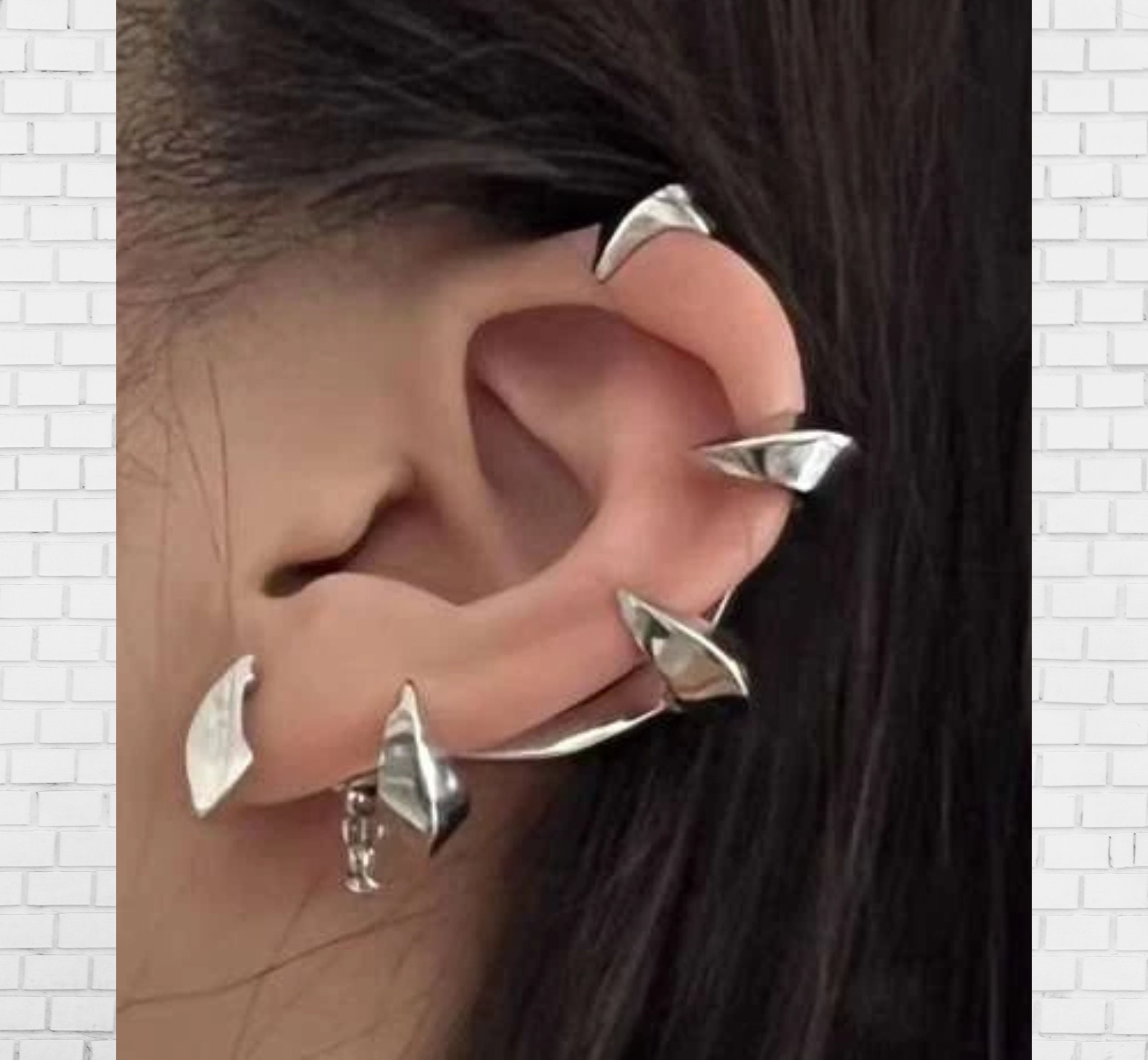 Demon Claw Cuff Y2K Ear Cuff Chrome Scream Silver Devil - Etsy