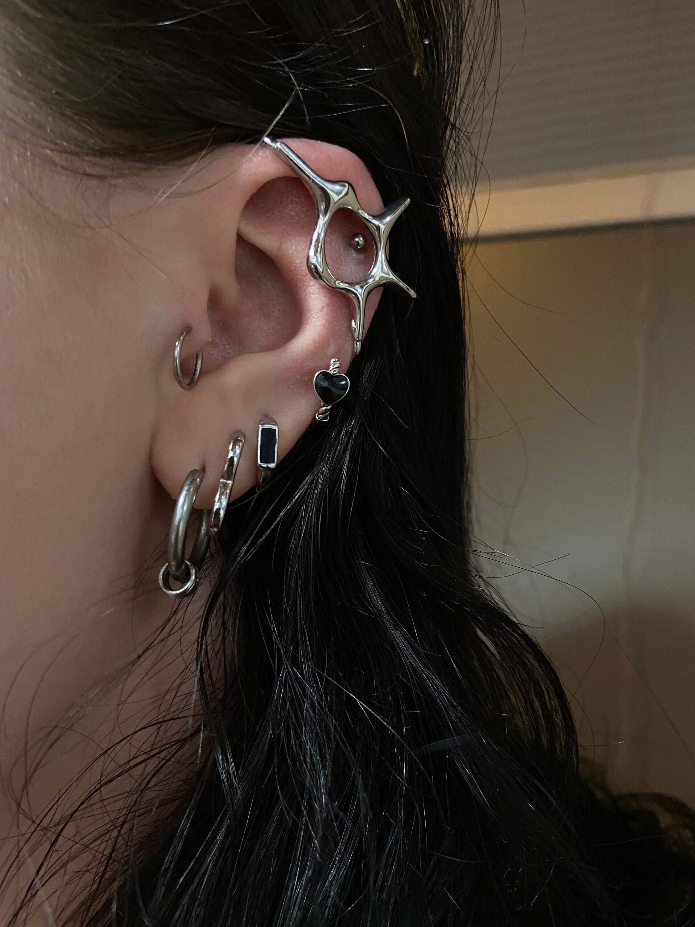 Techwear Chrome Clip on Earring Cyber Y2k Ear Cuff Earring - Etsy