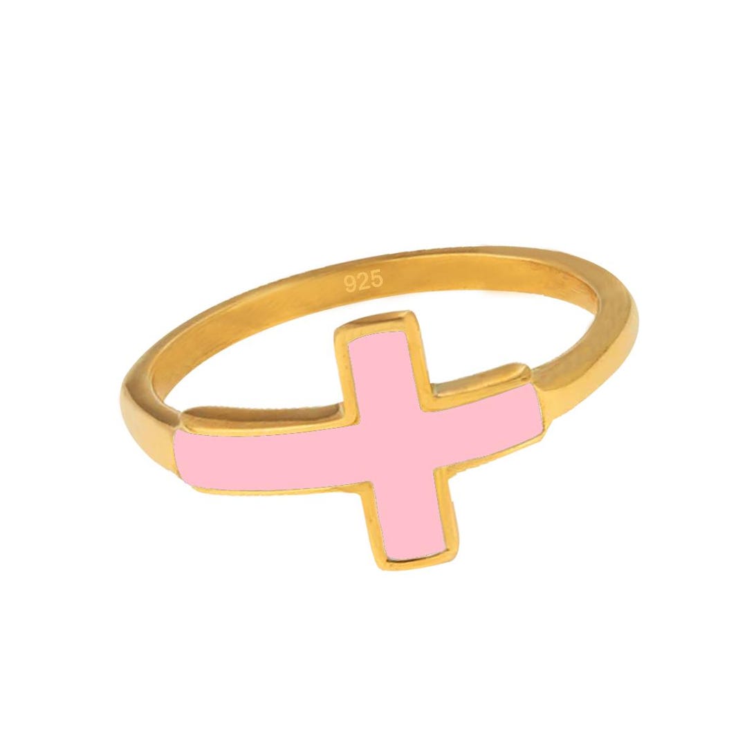 Cross Ring, Pink Enamel Cross Ring, Christian Ring, Gift for Her, Gift ...