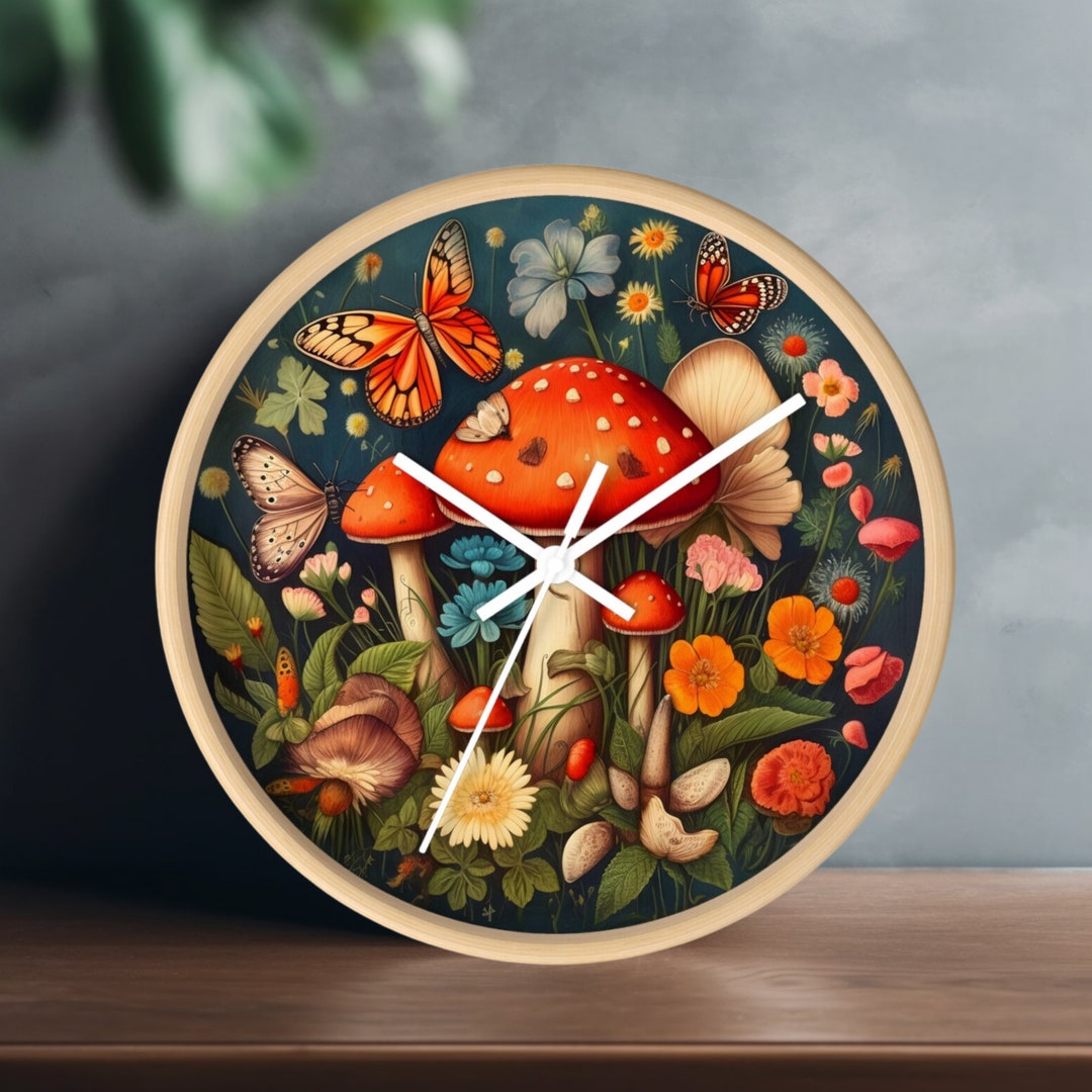 Cottagecore Decor Mushroom Wall Clock Gift for Nature Lovers, Cottage ...