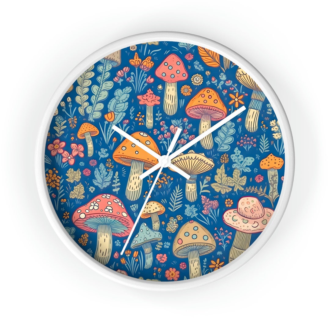 Flower Wall Clock Mushroom Clock Flower Analogue Clock - Etsy