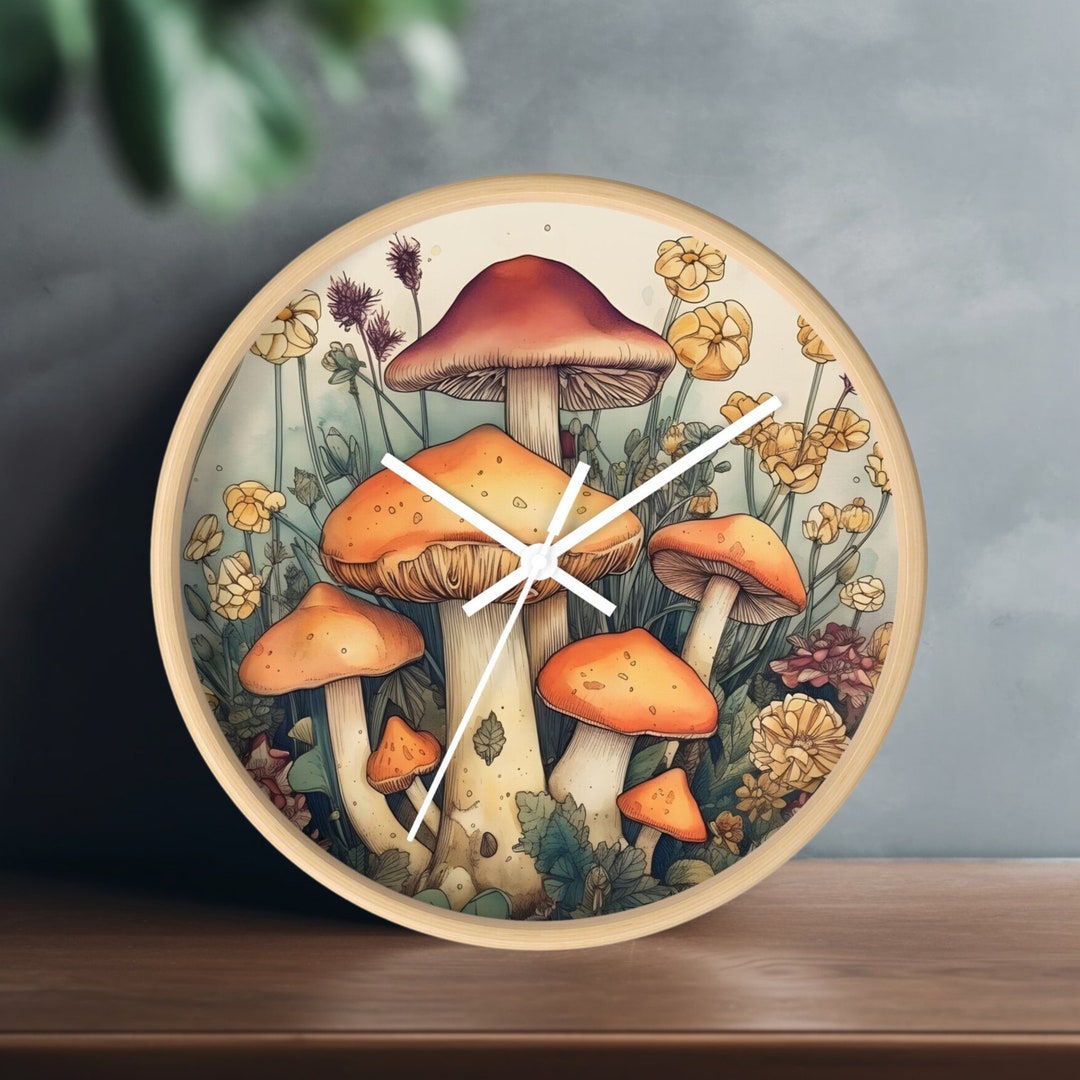 Mushroom Wall Clock, Wall Clock, Cottagecore, Cottage Core Decor ...