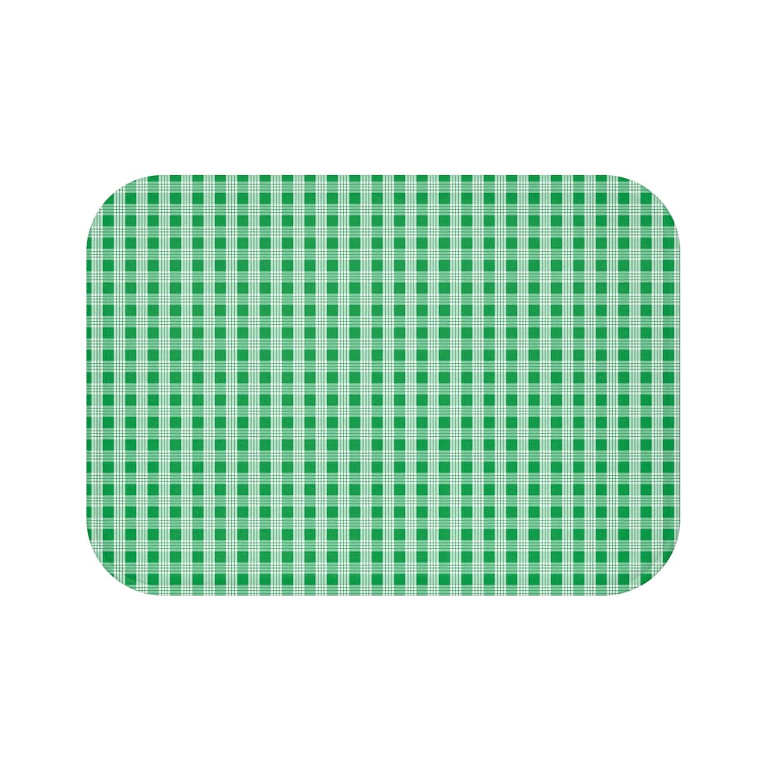 Green Palaka Bath Mat / Hawaiian Bathroom Decor / Memory Foam / Anti ...