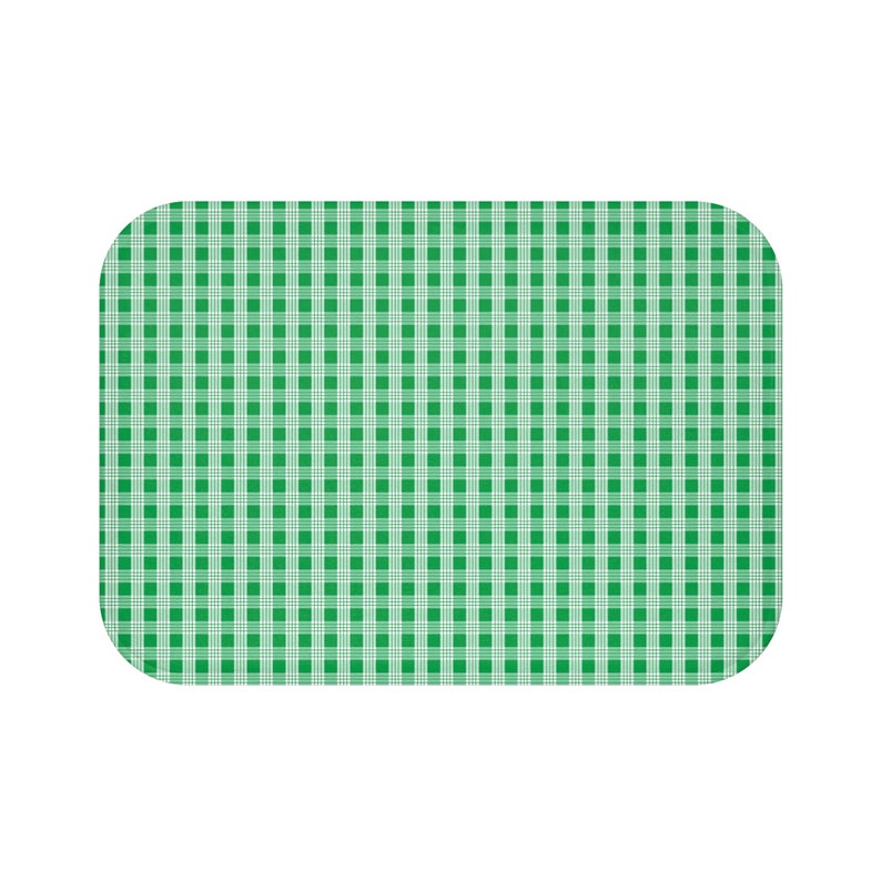 Green Palaka Bath Mat / Hawaiian Bathroom Decor / Memory Foam / Anti ...