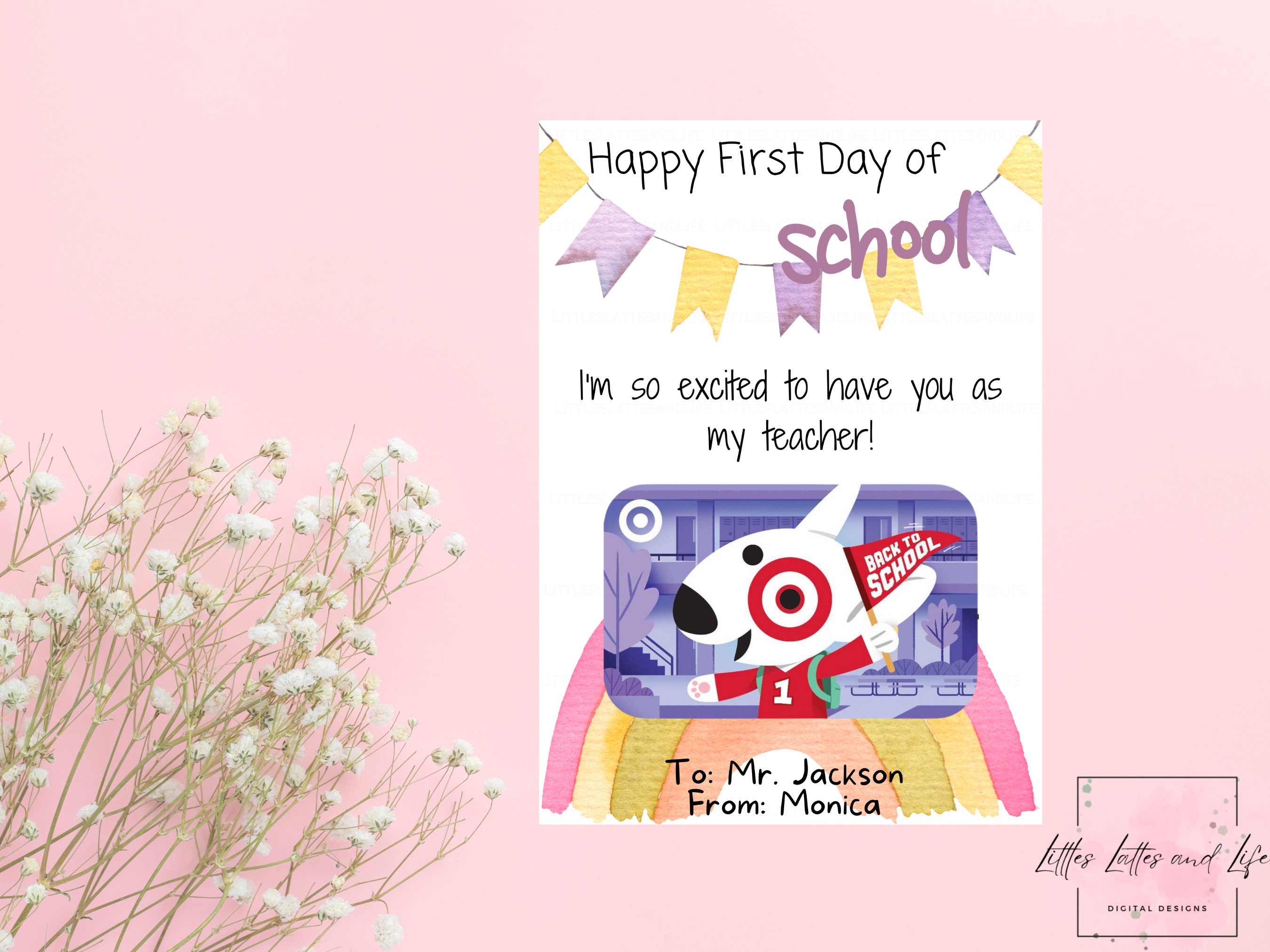 EDITABLE Printable Instant Download First Day of School Gift Card Happy ...