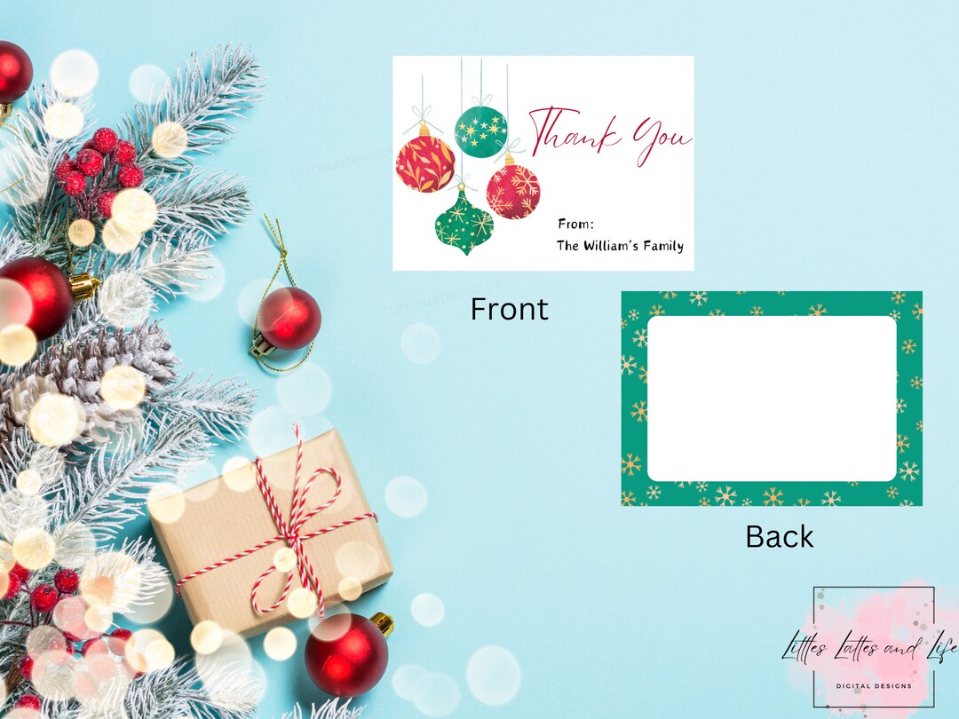 EDITABLE Christmas Thank You Cards Happy Holidays Gift Tag Snowflakes ...