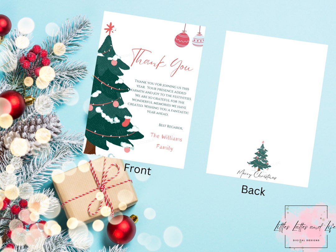 EDITABLE Christmas Thank You Cards Happy Holidays Gift Tag Merry ...