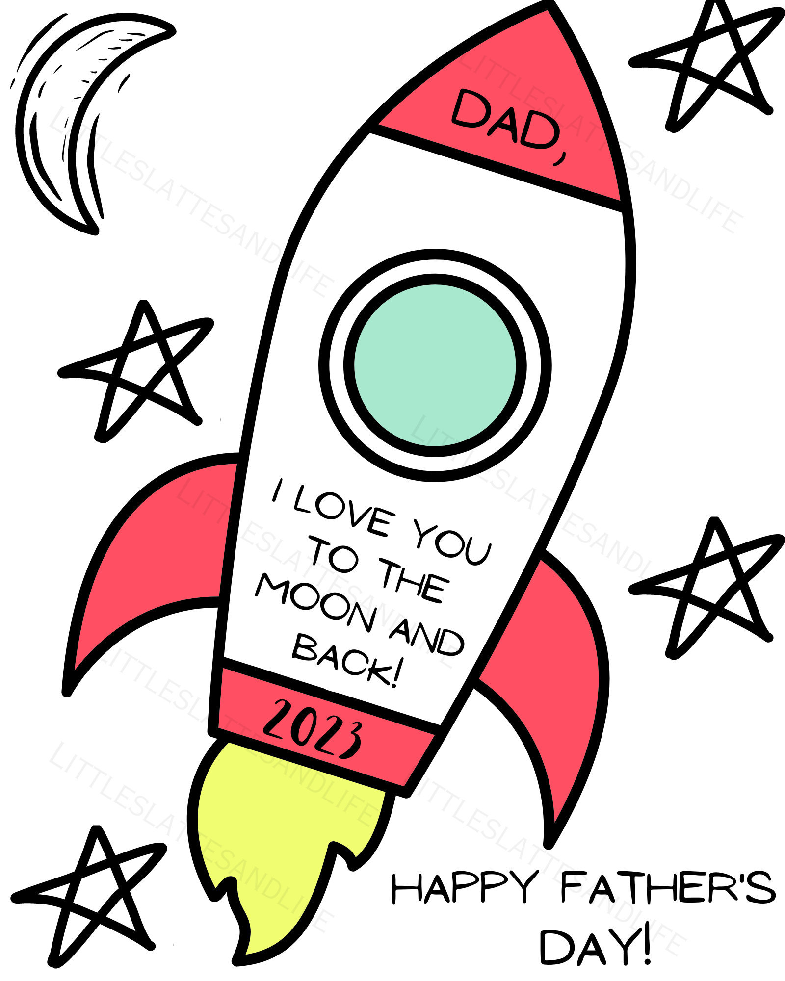EDITABLE Printable Instant Download Canva Fathers Day Daddy Rocket Ship ...