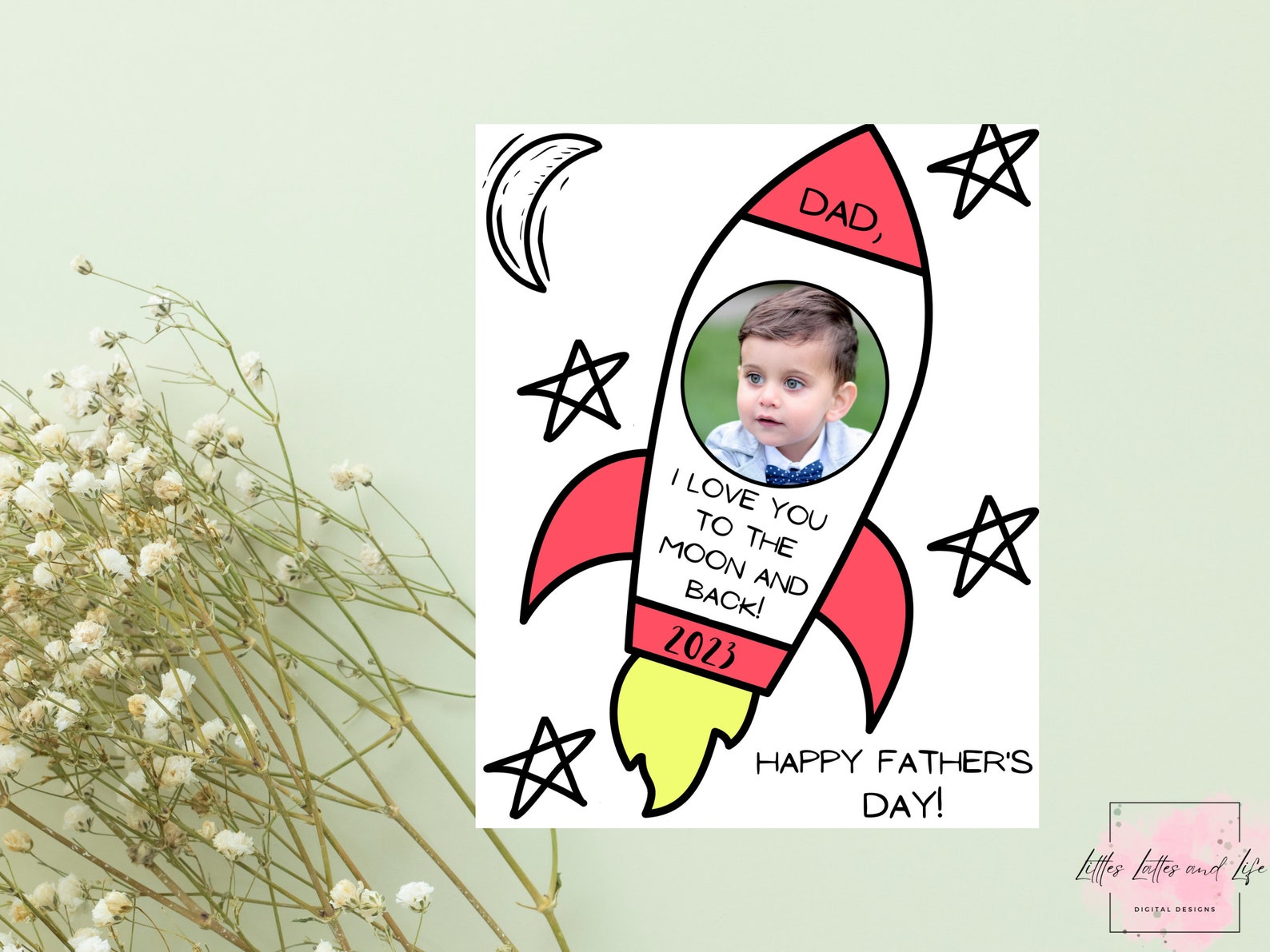 EDITABLE Printable Instant Download Canva Fathers Day Daddy Rocket Ship ...