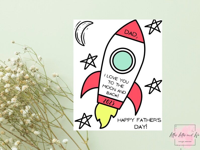 EDITABLE Printable Instant Download Canva Fathers Day Daddy Rocket Ship ...