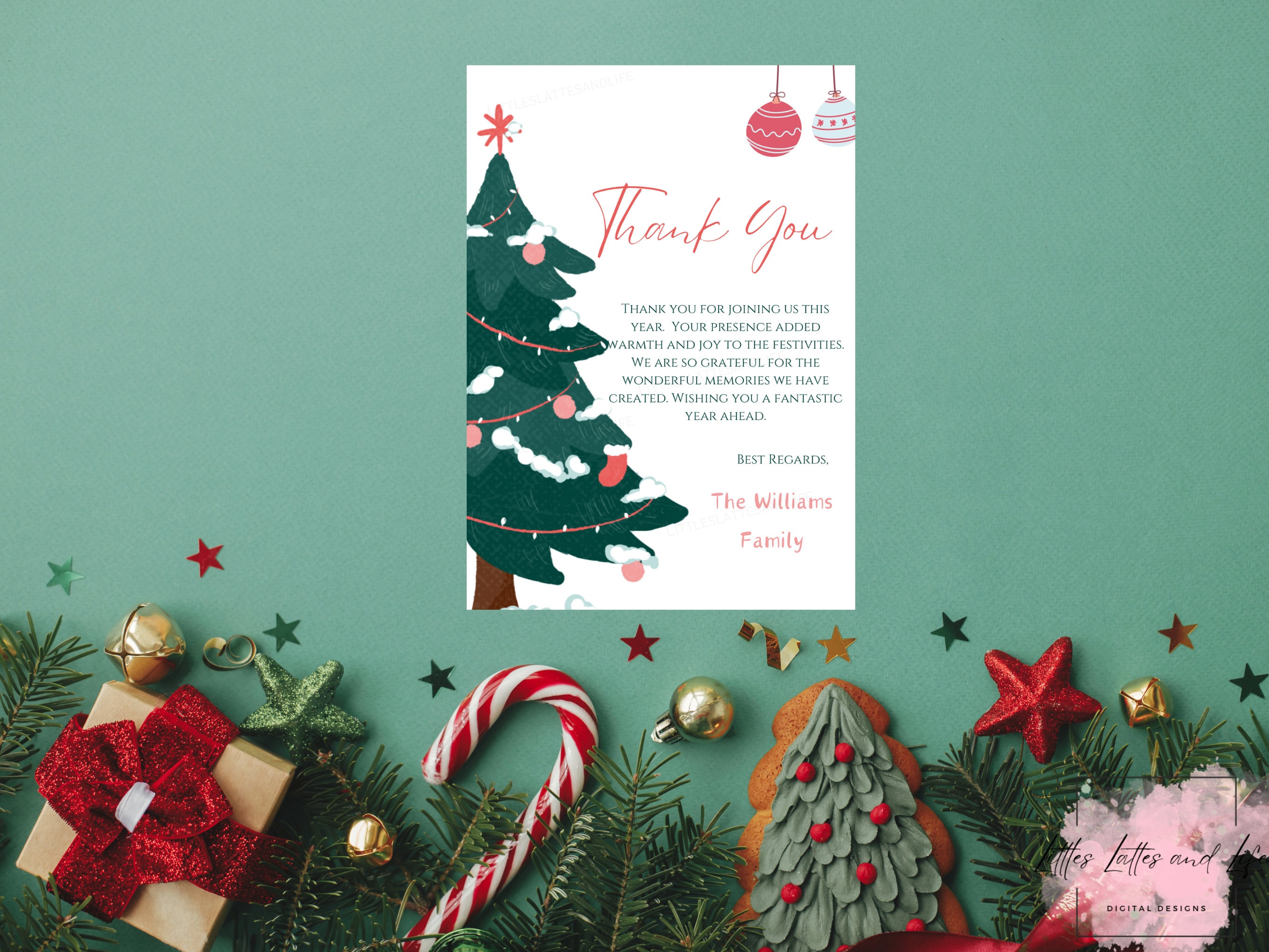 EDITABLE Christmas Thank You Cards Happy Holidays Gift Tag Merry ...