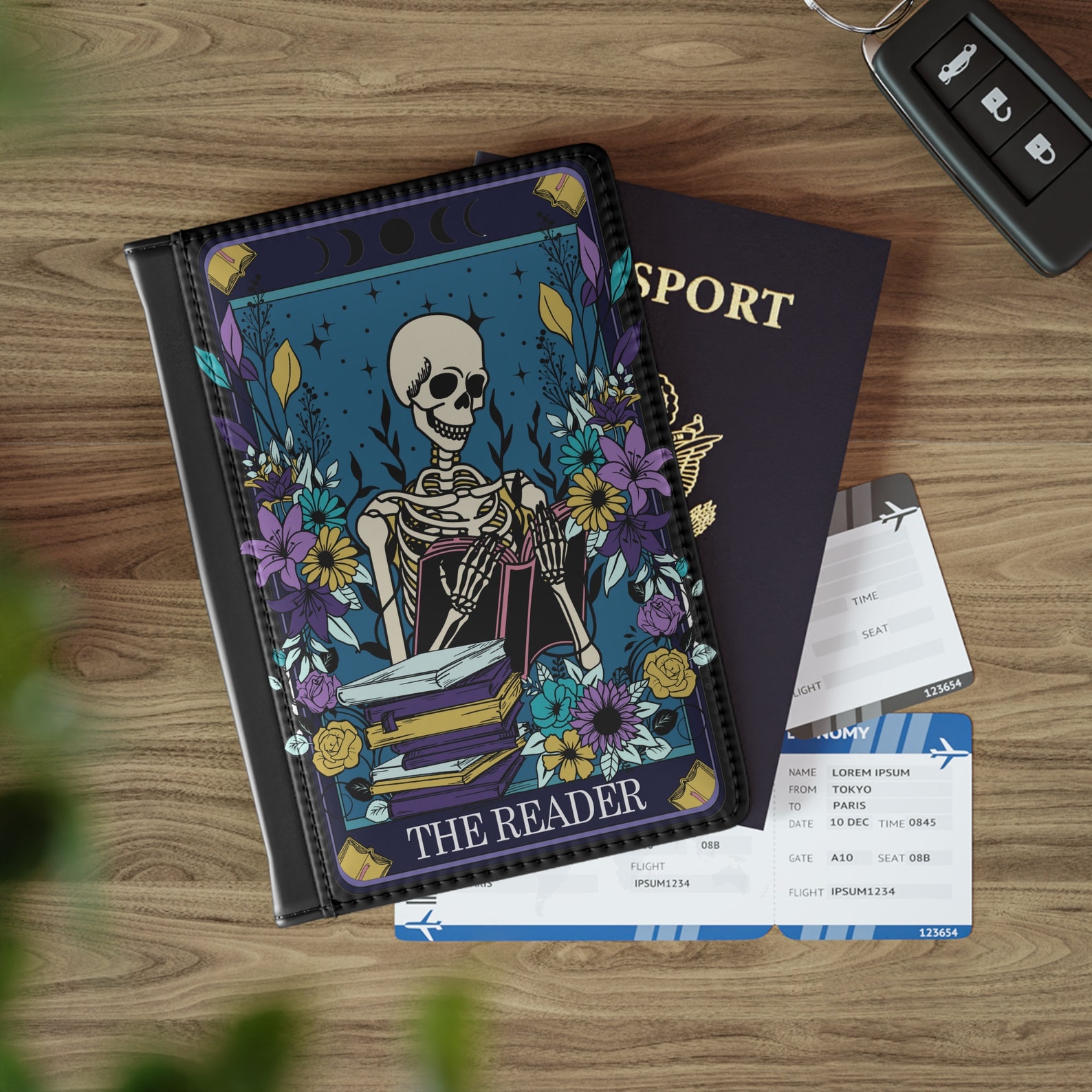 Goth Tarot Card THE READER Passport Cover Vegan Passport Case Gothic ...
