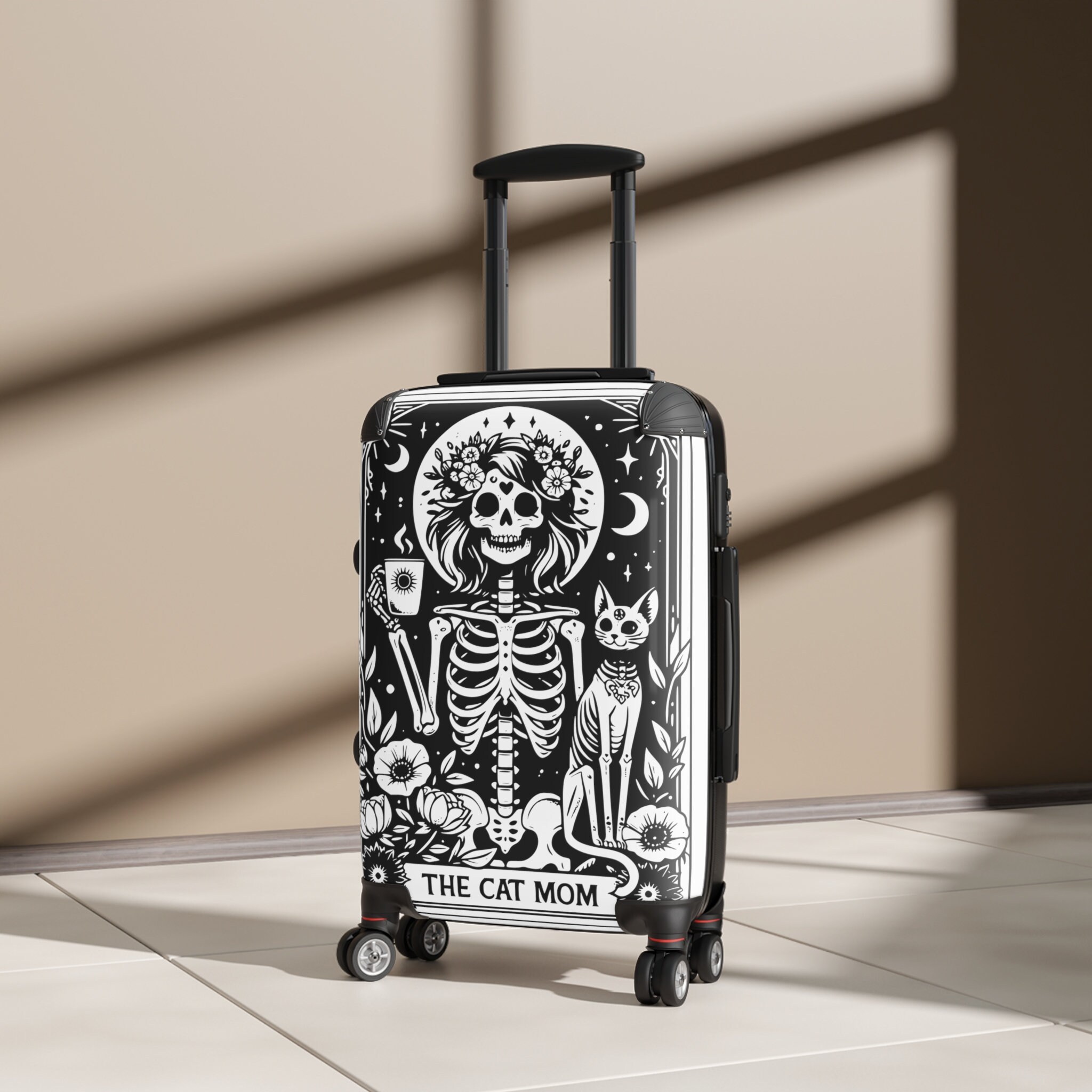 Goth Tarot Card THE CAT MOM Suitcase, Mystical, Skeleton Mystic Witch ...